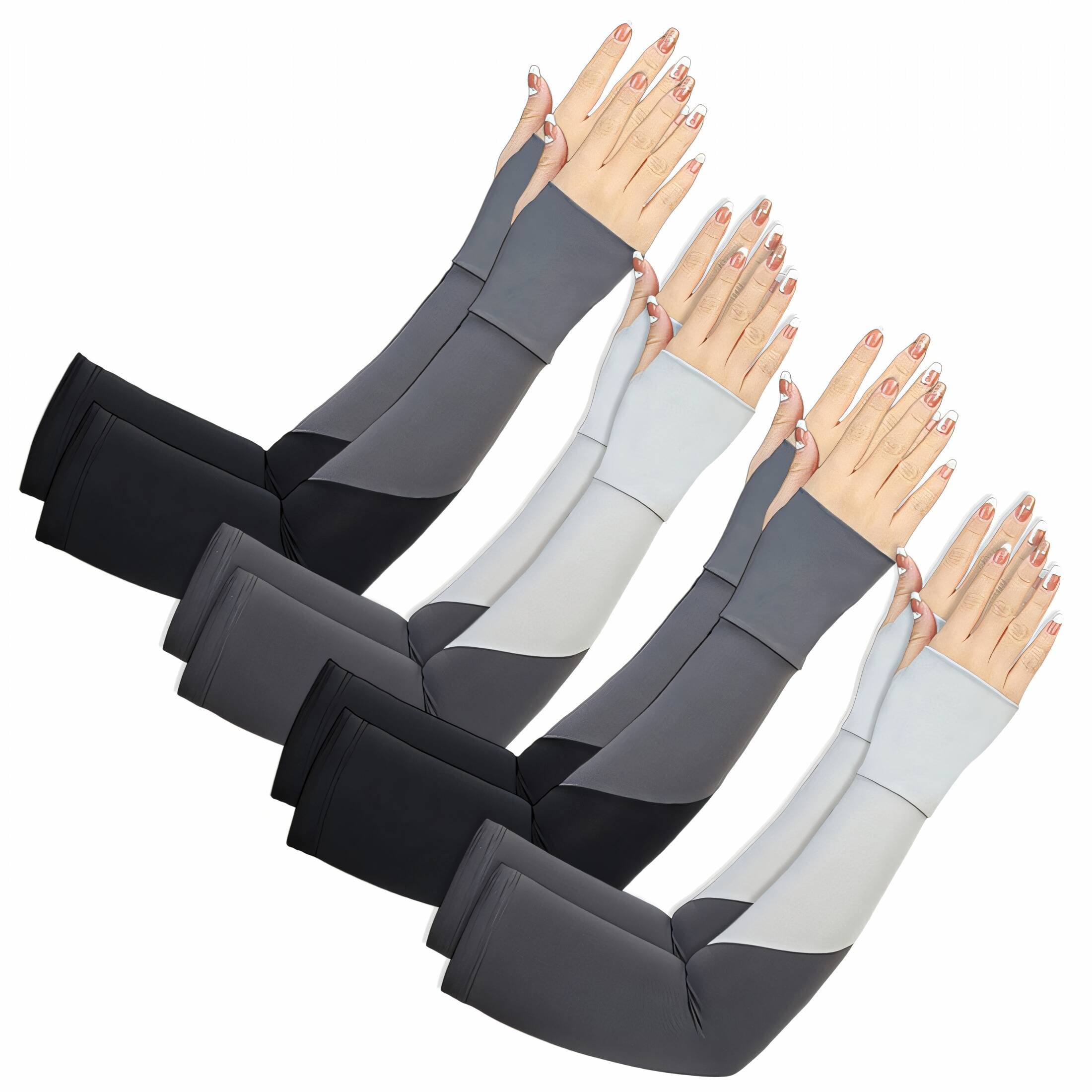 TELOLY 4Pairs Arm Sleeves,Quick Sweat UPF50+ Nylon Arm Sleeves for ...