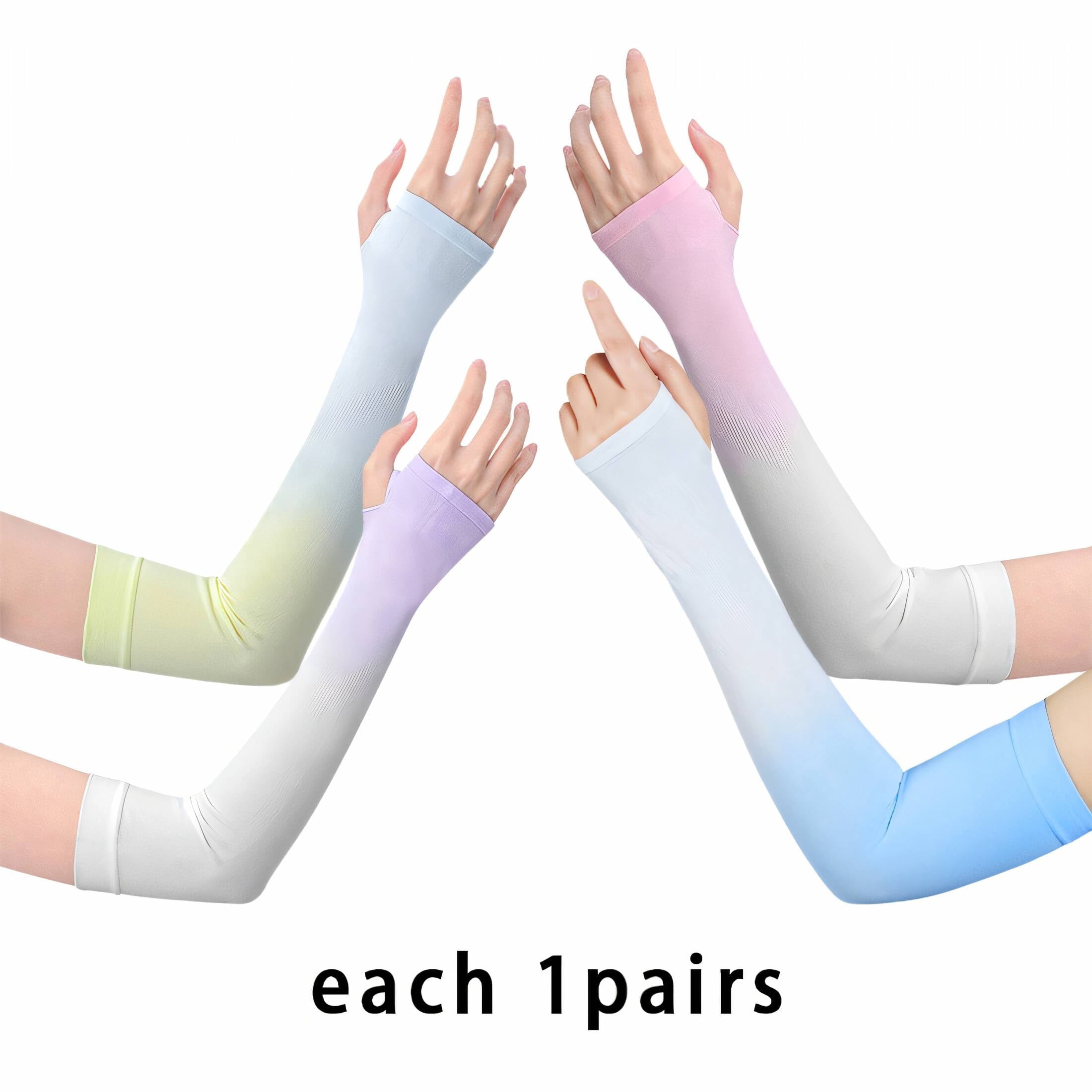 TELOLY 4Pairs Arm Sleeves,Thin Breathable UPF50+ Nylon Arm Sleeves for ...