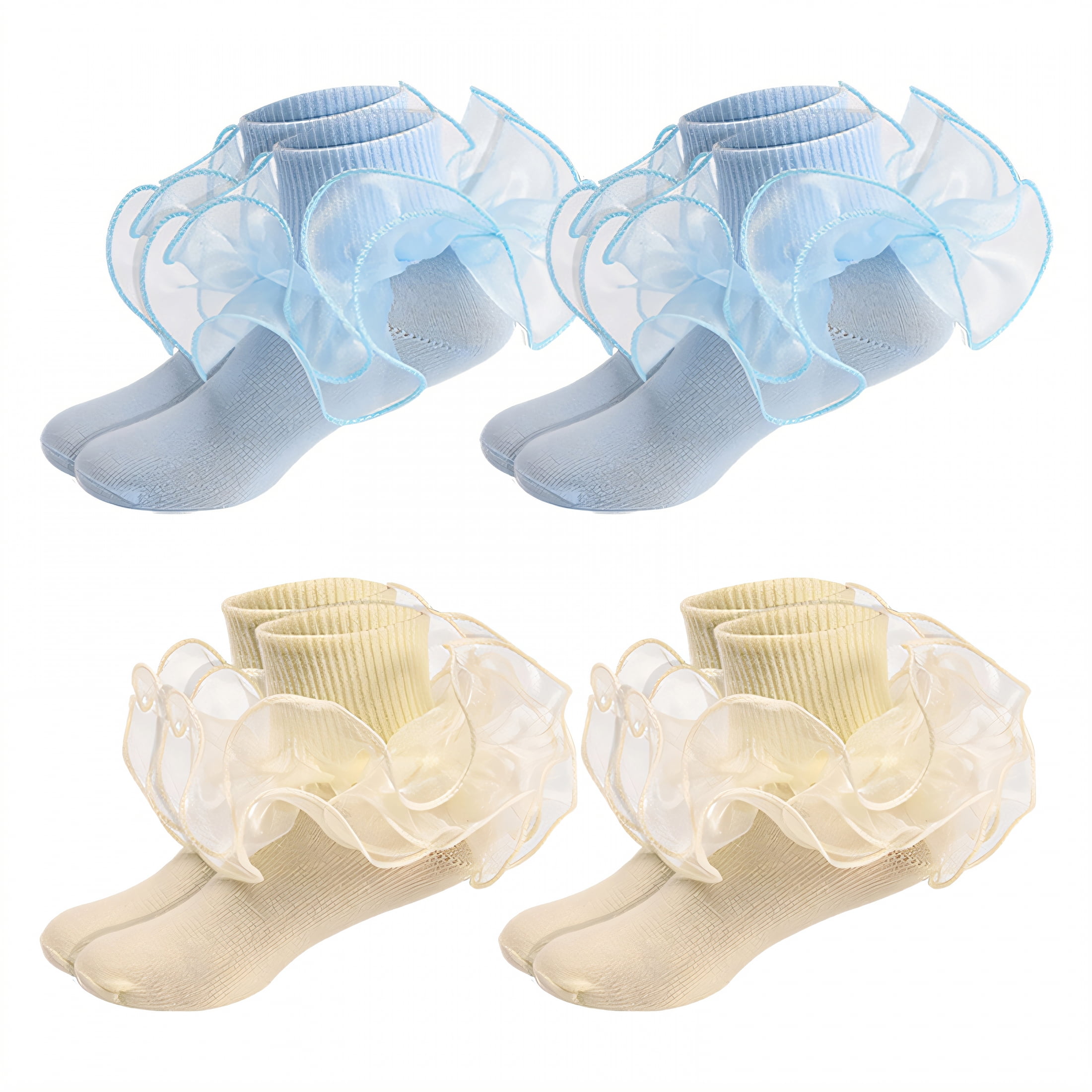 TELOLY 4Pairs Kids Socks,6-8 Years Old Ruffle Socks,Thin Cotton Socks ...