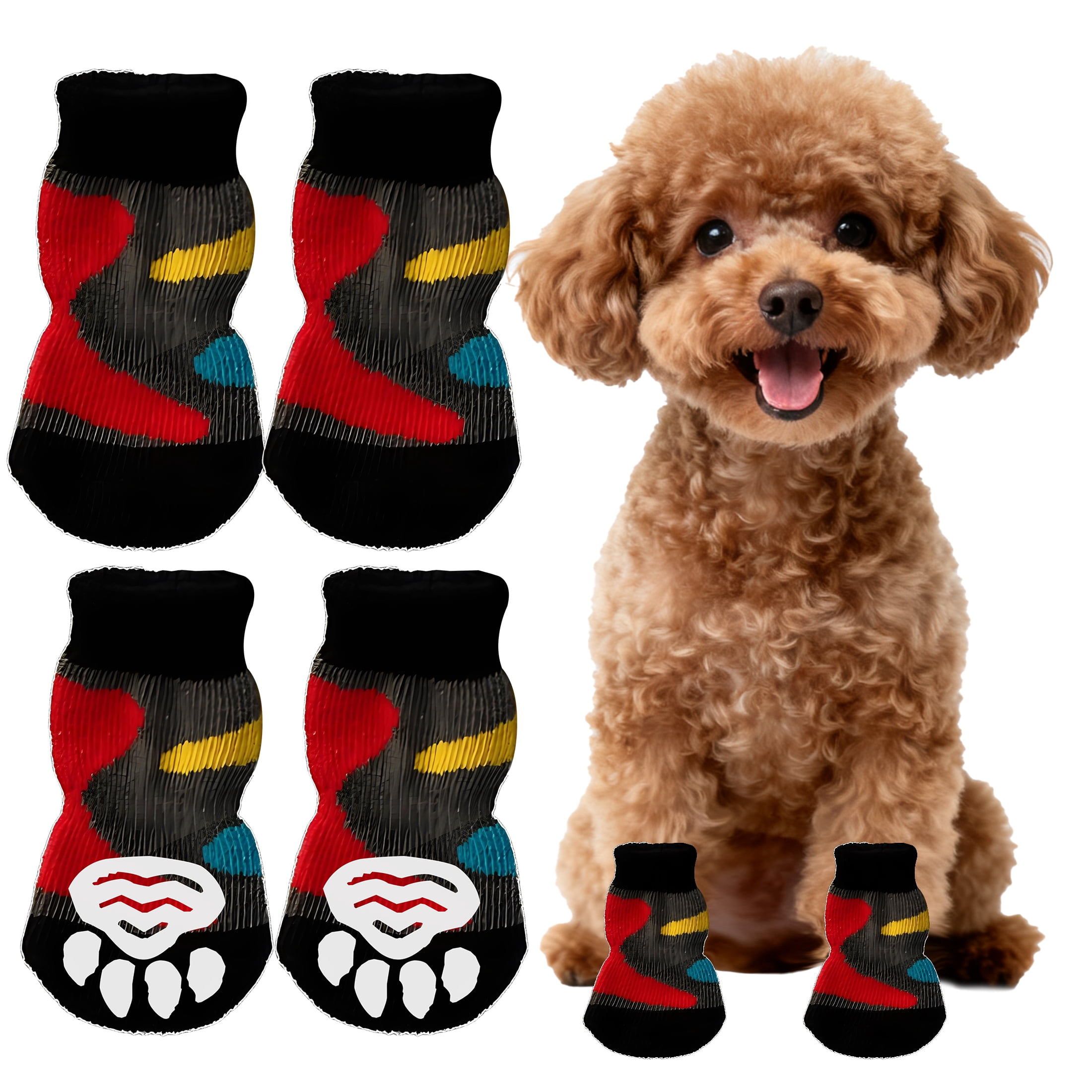 TELOLY 4Pcs Dog Socks,Elastic Cotton Paw Socks,Dog Clothes for Hardwood ...
