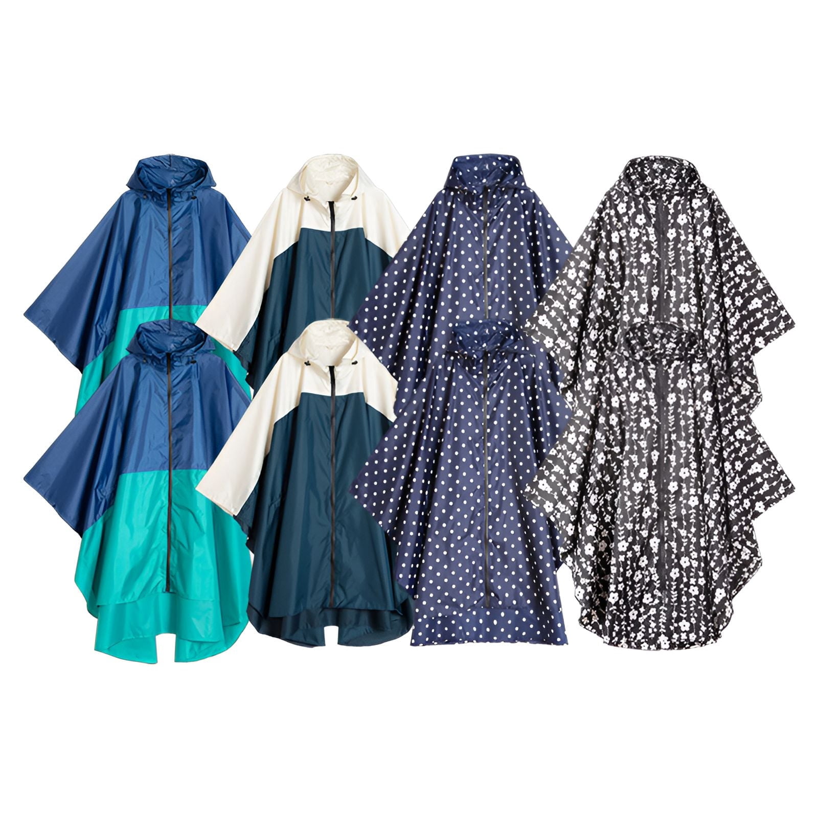 TELOLY 4Pcs Rain Coats for Women,Elastic Hood Cord Waterproof Jacket ...