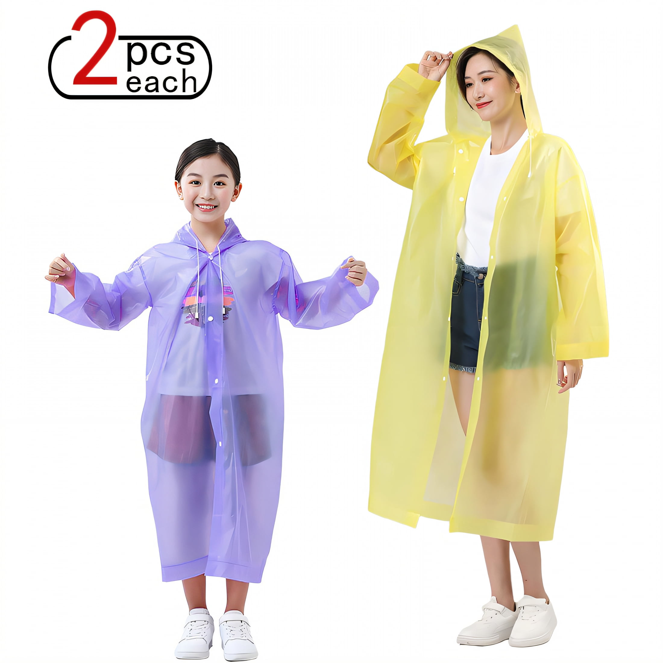 TELOLY 4Pcs Rain Ponchos for Adults,Advanced Water Resistance Rain ...