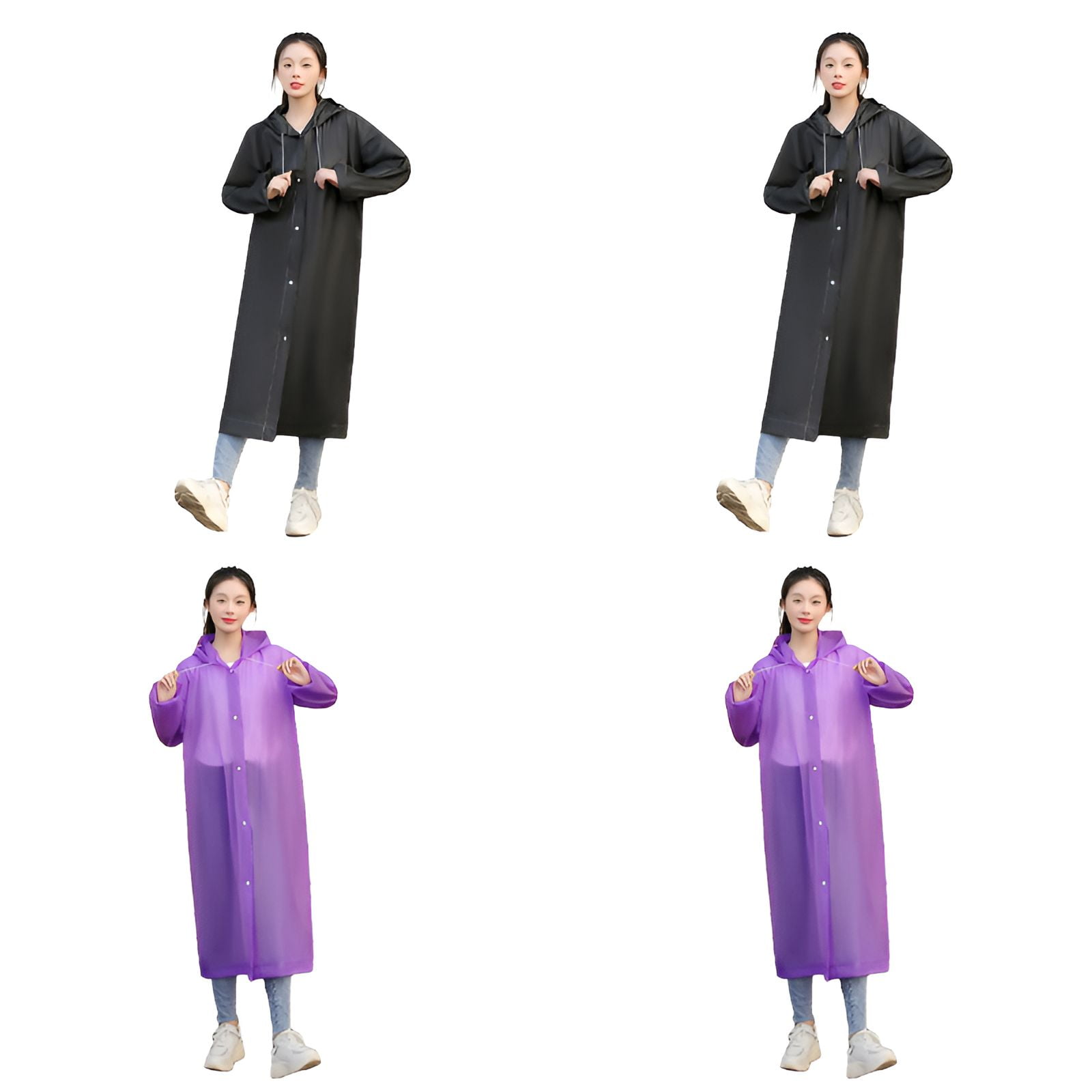 TELOLY 4Pcs Rain Ponchos for Adults,Allows Free Movement Rain Poncho ...