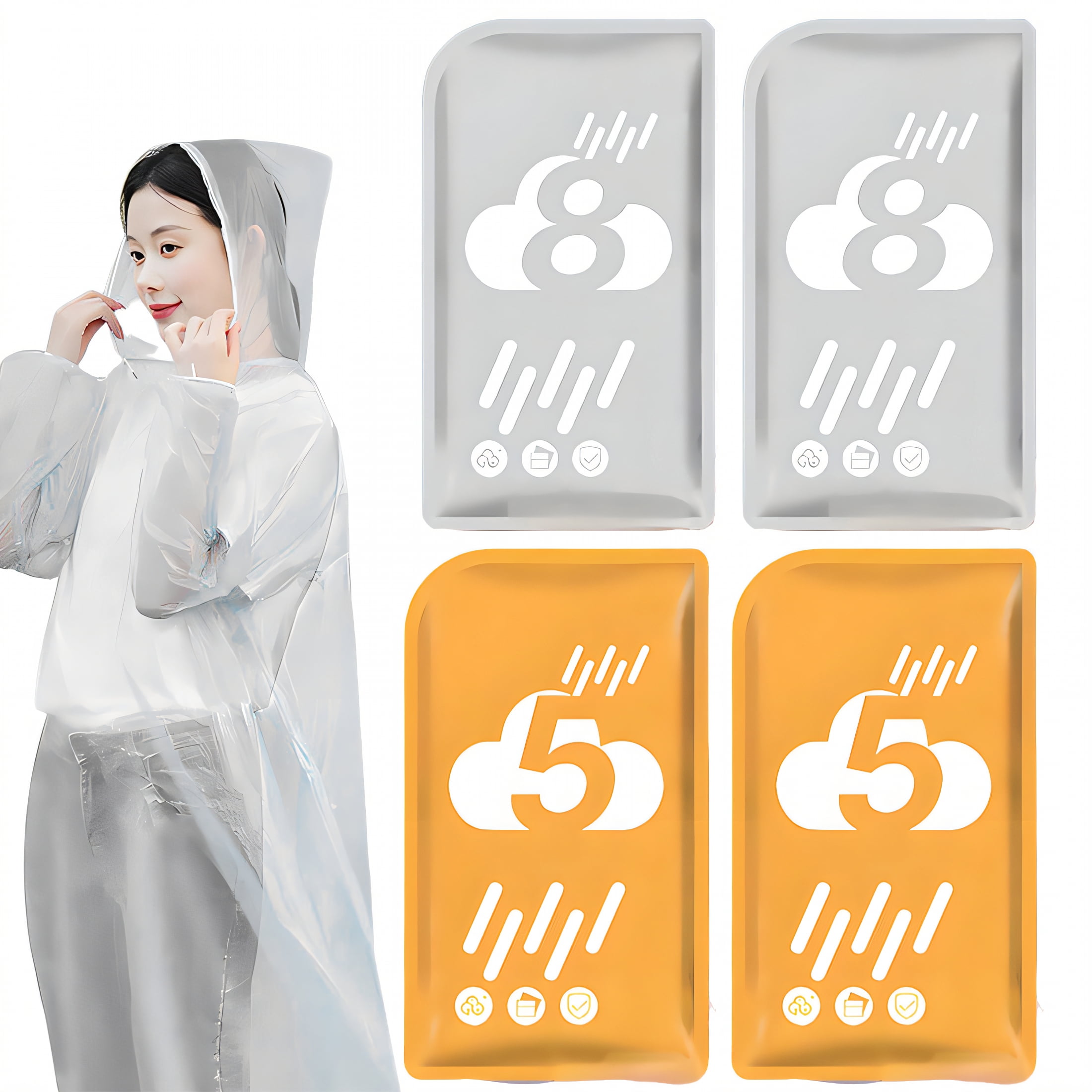 TELOLY 4Pcs Rain Ponchos for Adults,Card-Style Packaging Rain Poncho ...
