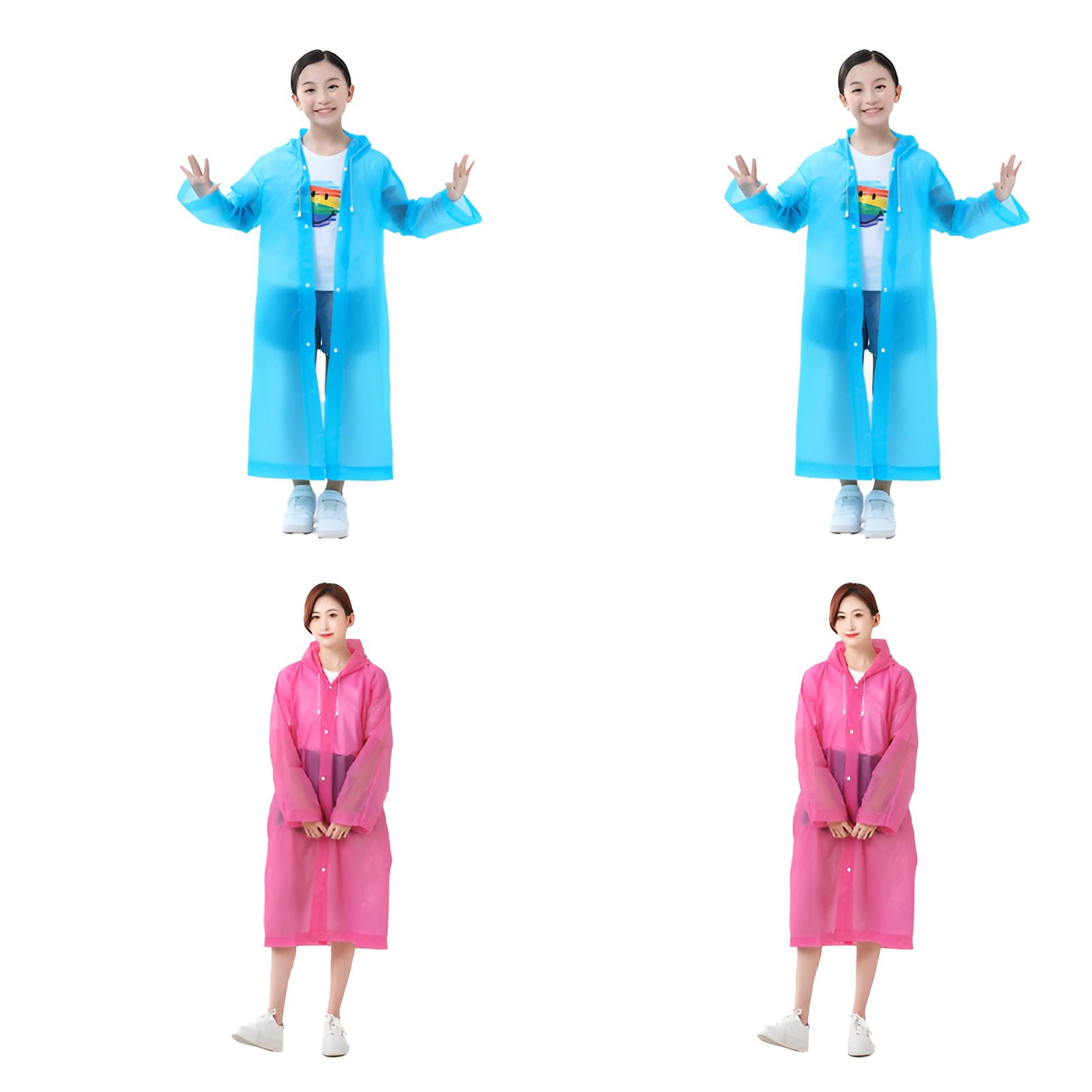 TELOLY 4Pcs Rain Ponchos for Adults,Featherlight Build Rain Poncho,Soft ...