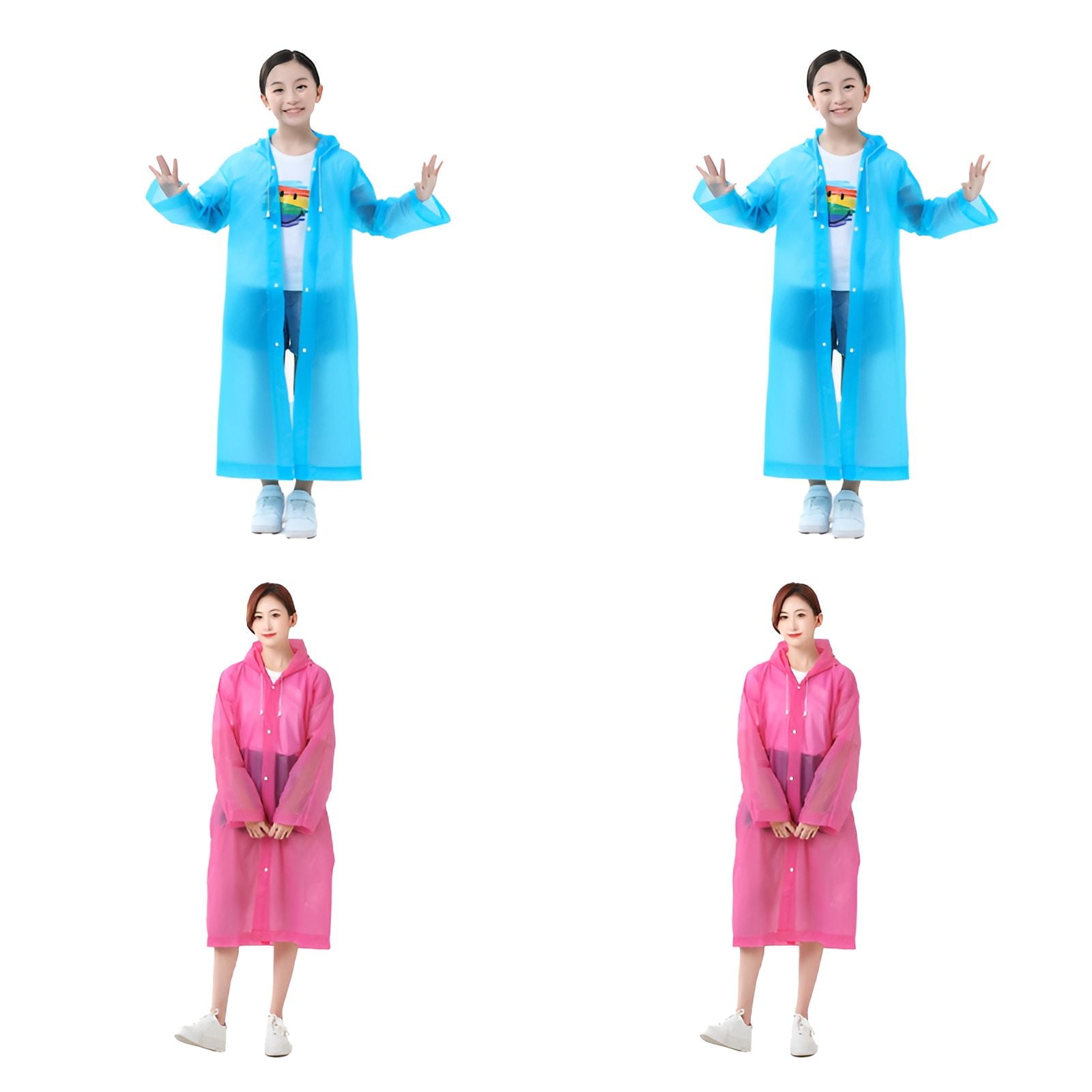 TELOLY 4Pcs Rain Ponchos for Adults,Flexible Fit Rain Poncho,Form ...