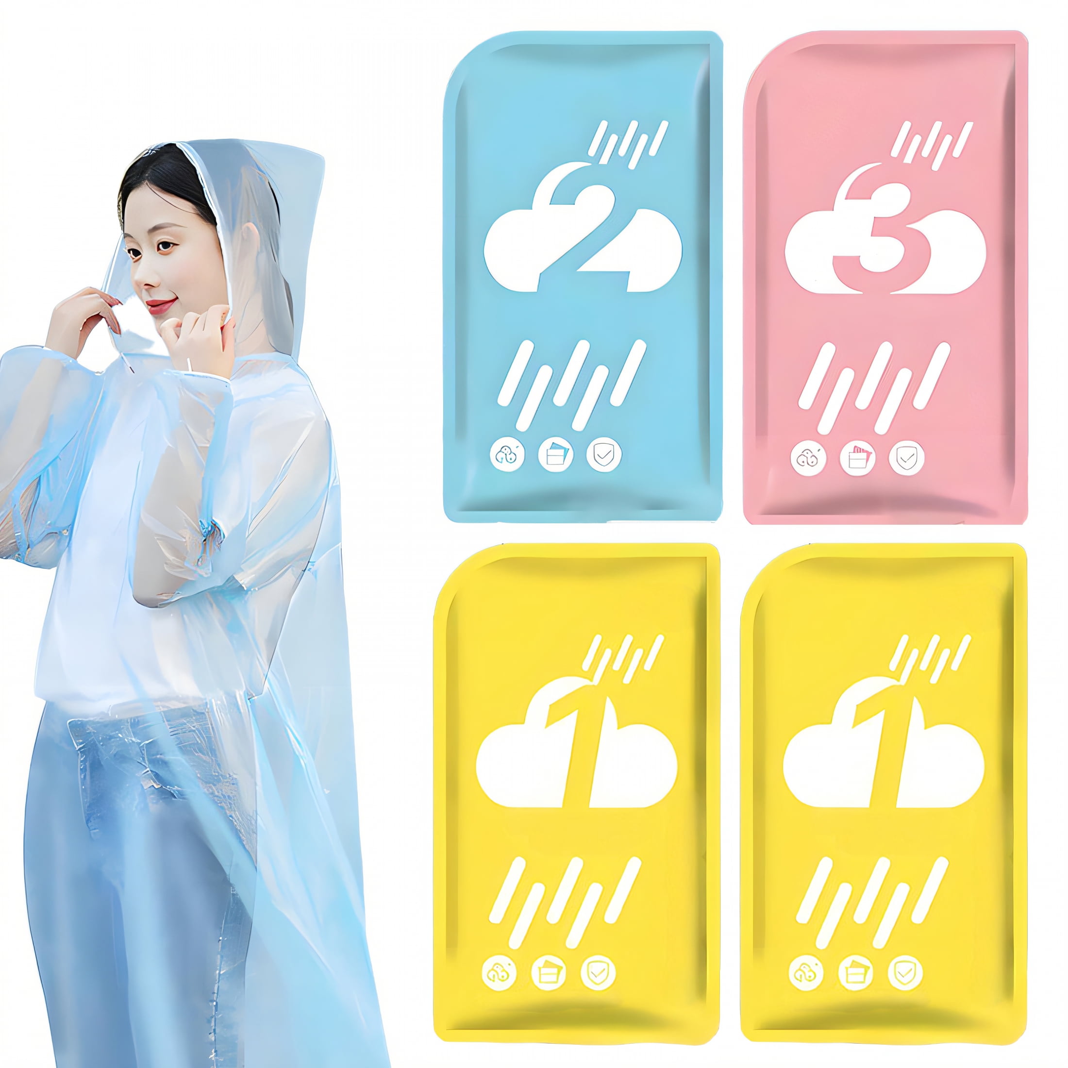 TELOLY 4Pcs Rain Ponchos for Adults,Hook-Ready Design Rain Poncho,Grab ...