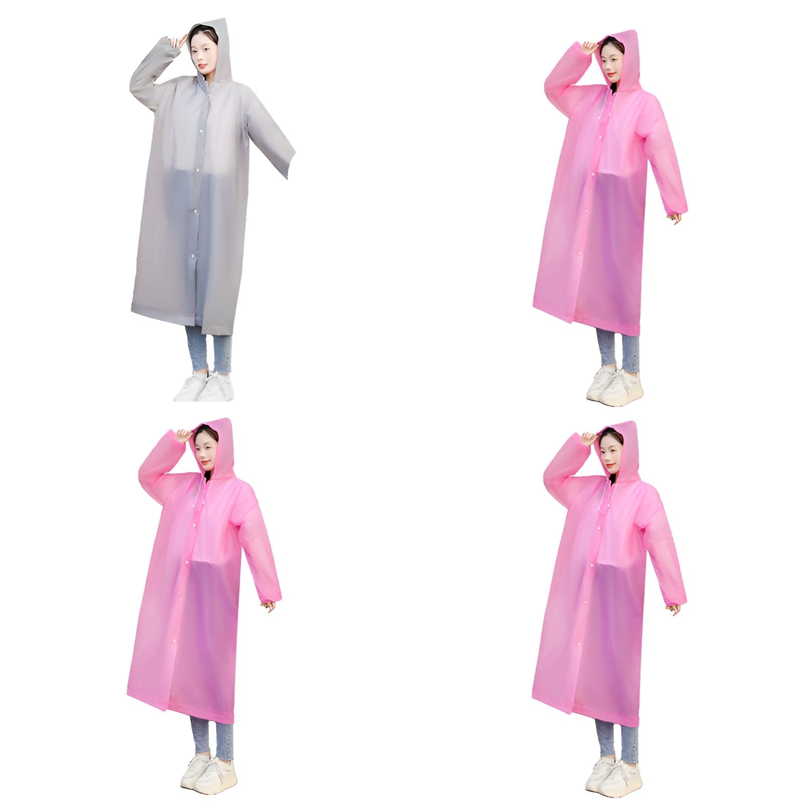 TELOLY 4Pcs Rain Ponchos for Adults,Leakproof Layer Rain Poncho,Extra ...