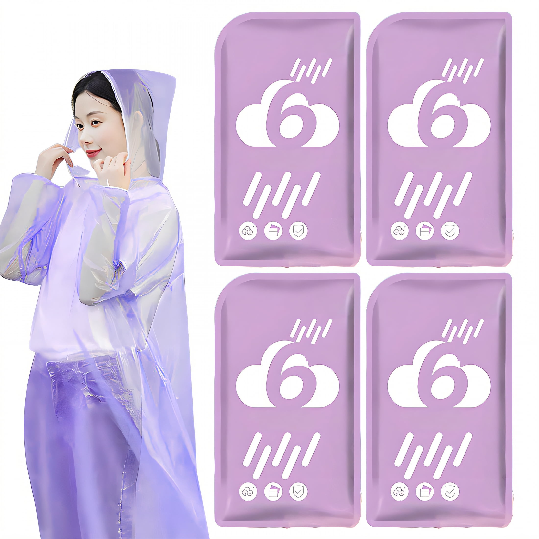 TELOLY 4Pcs Rain Ponchos for Adults,Minimalistic Design Concept Rain ...