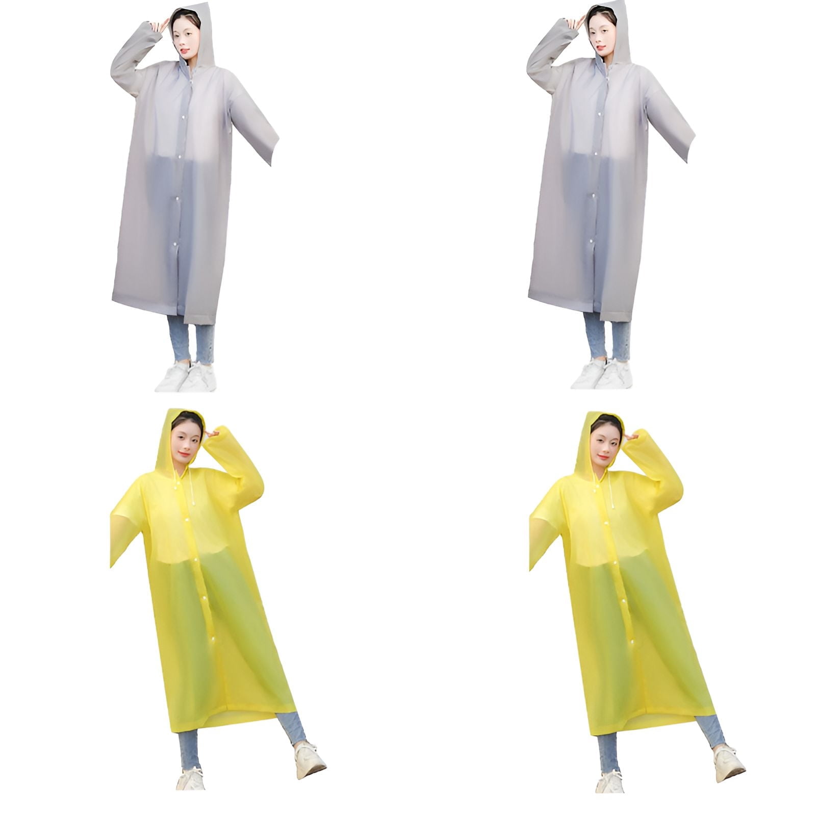 TELOLY 4Pcs Rain Ponchos for Adults,No Worries for Rainy Travel Rain ...