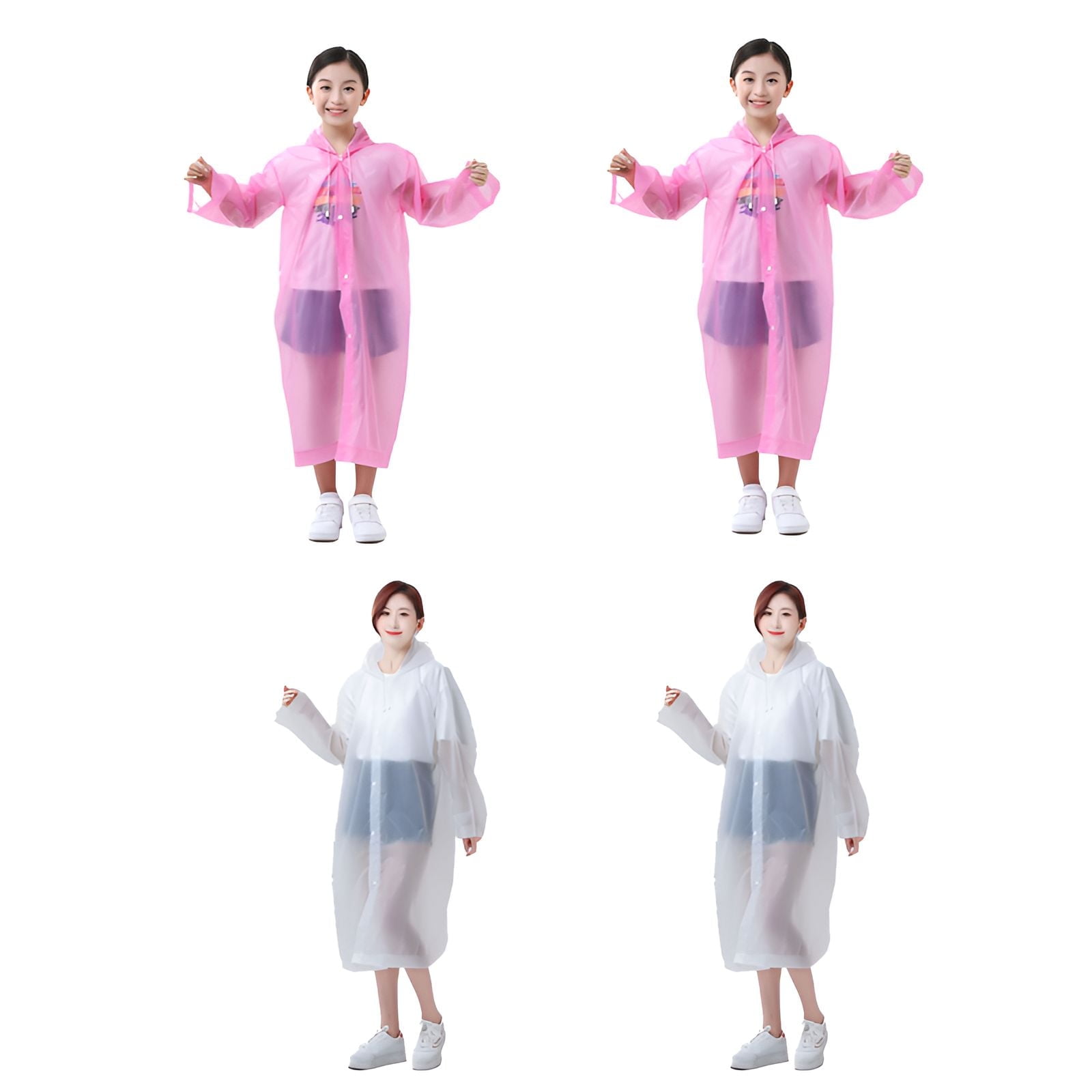 TELOLY 4Pcs Rain Ponchos for Adults,Quick-Tuck Folding Mechanism Rain ...