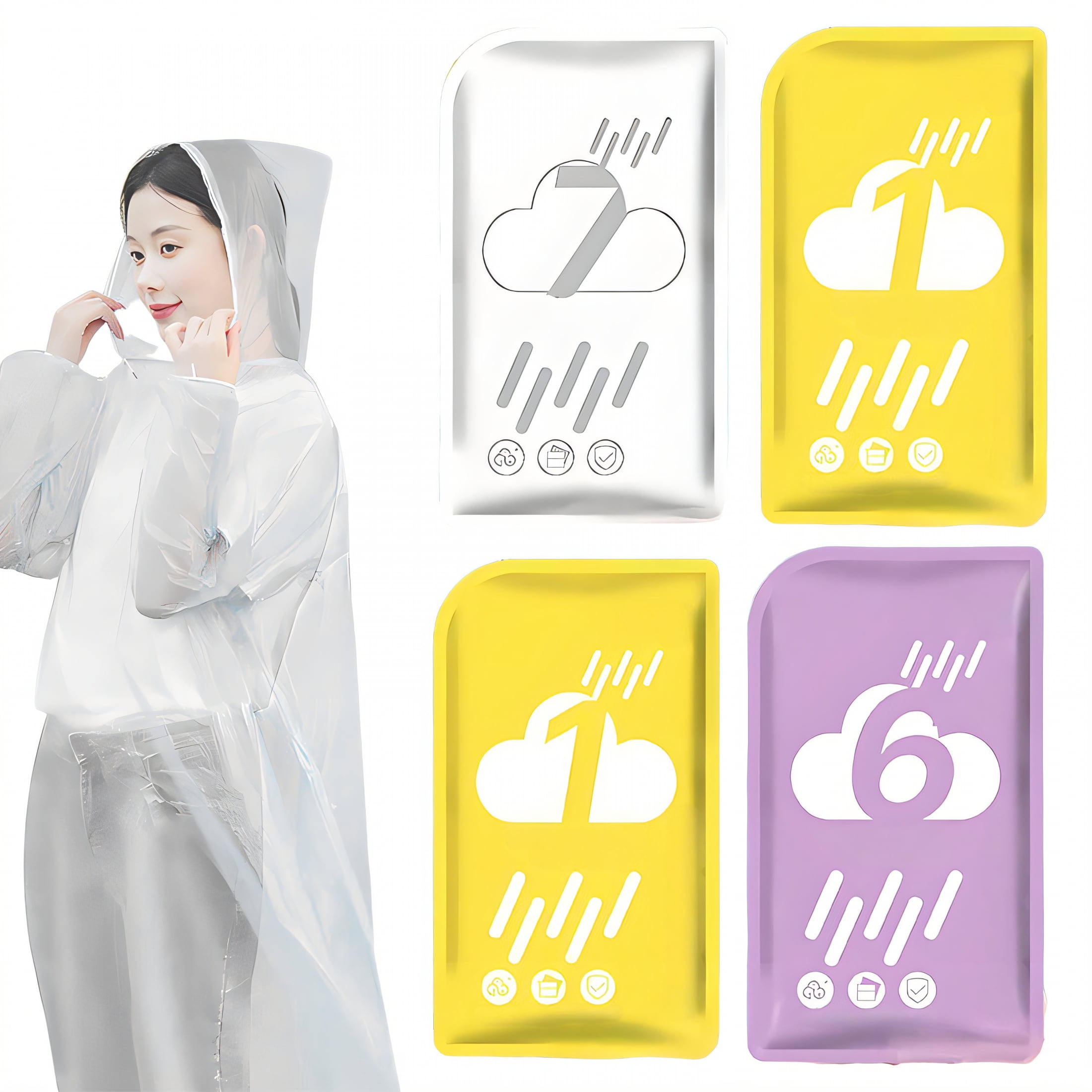 TELOLY 4Pcs Rain Ponchos for Adults,Rapid Unfolding Rain Poncho,Timely ...