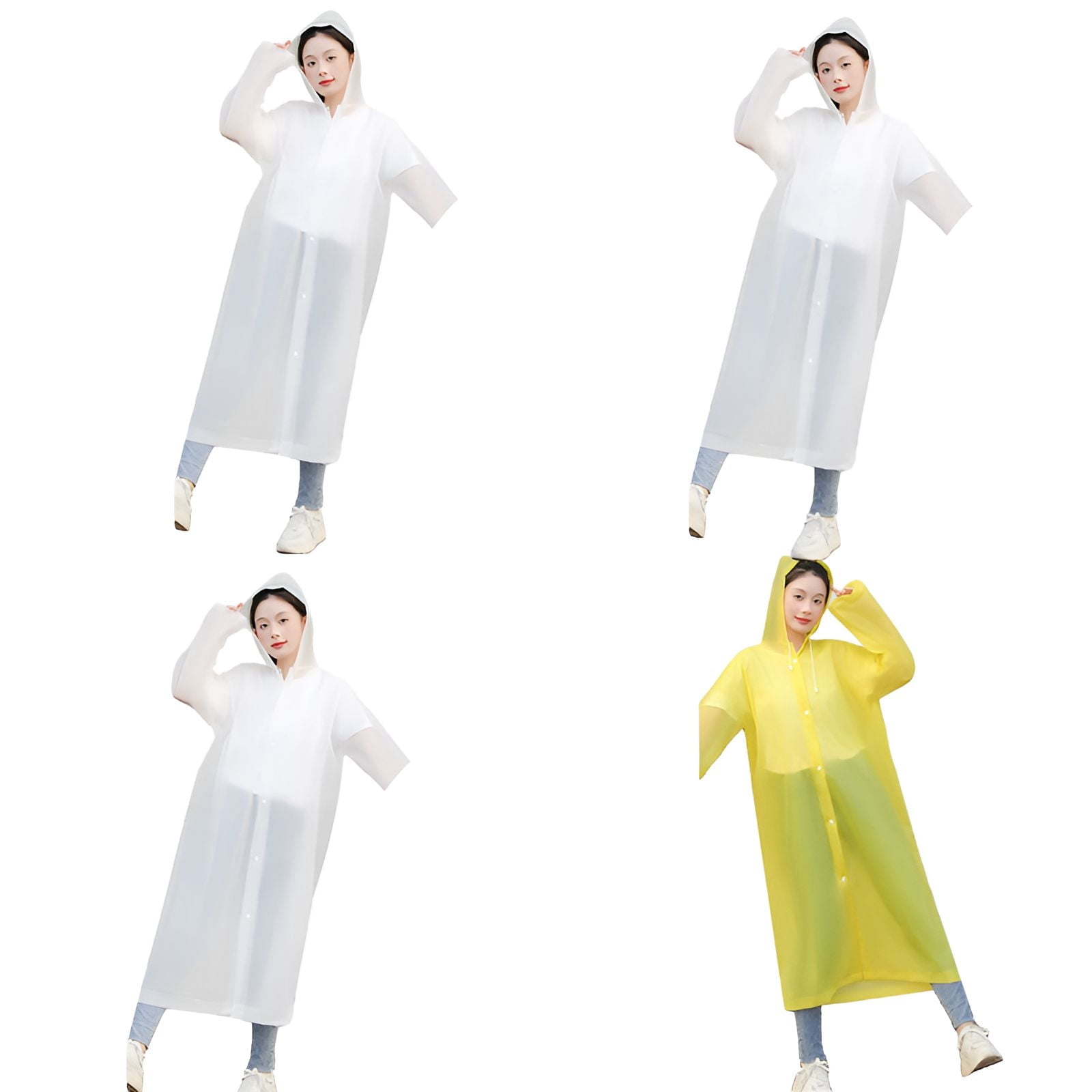 TELOLY 4Pcs Rain Ponchos for Adults,Tall-Friendly Fit Rain Poncho,Seam ...