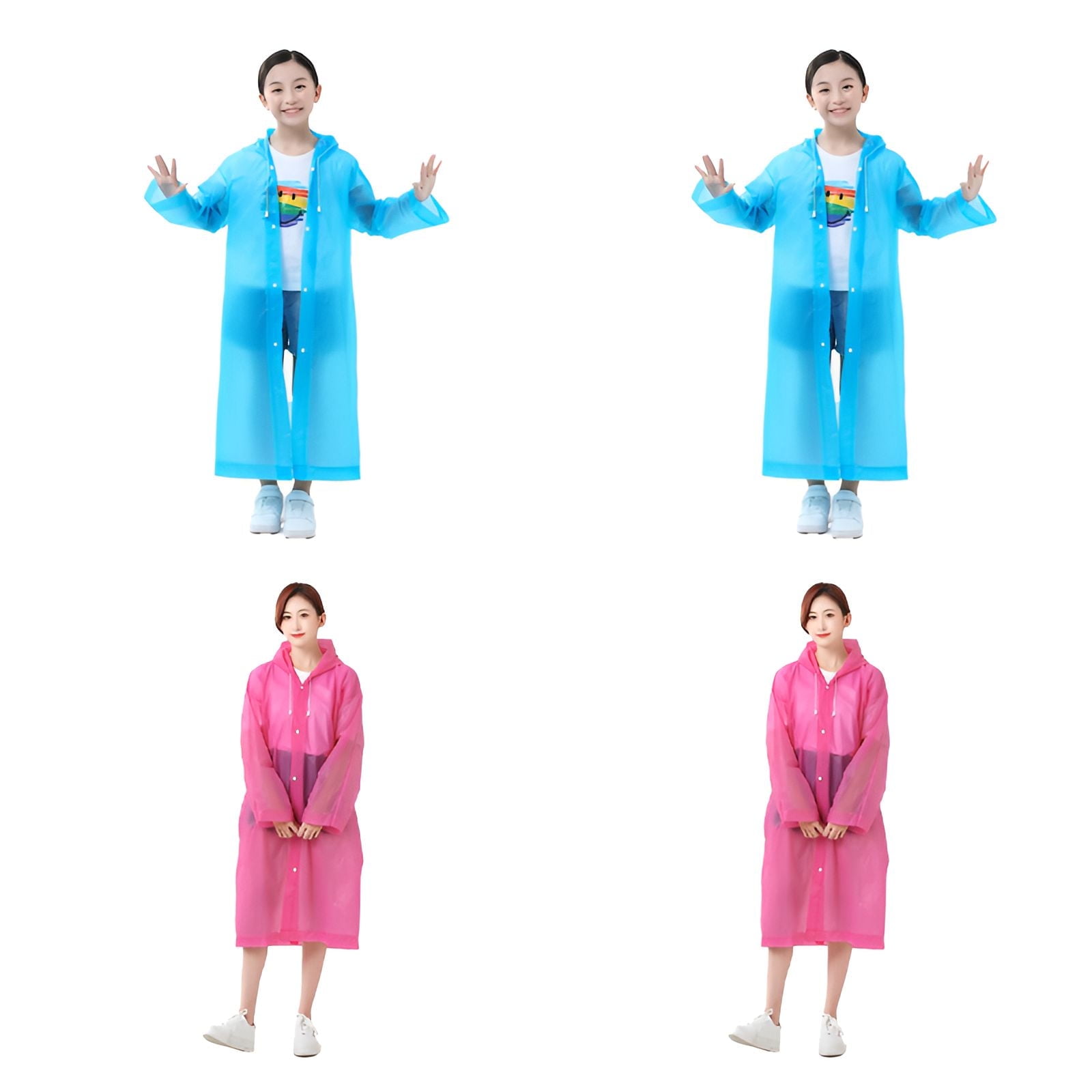 TELOLY 4Pcs Rain Ponchos for Adults,Unrestricted Movement Rain Poncho ...