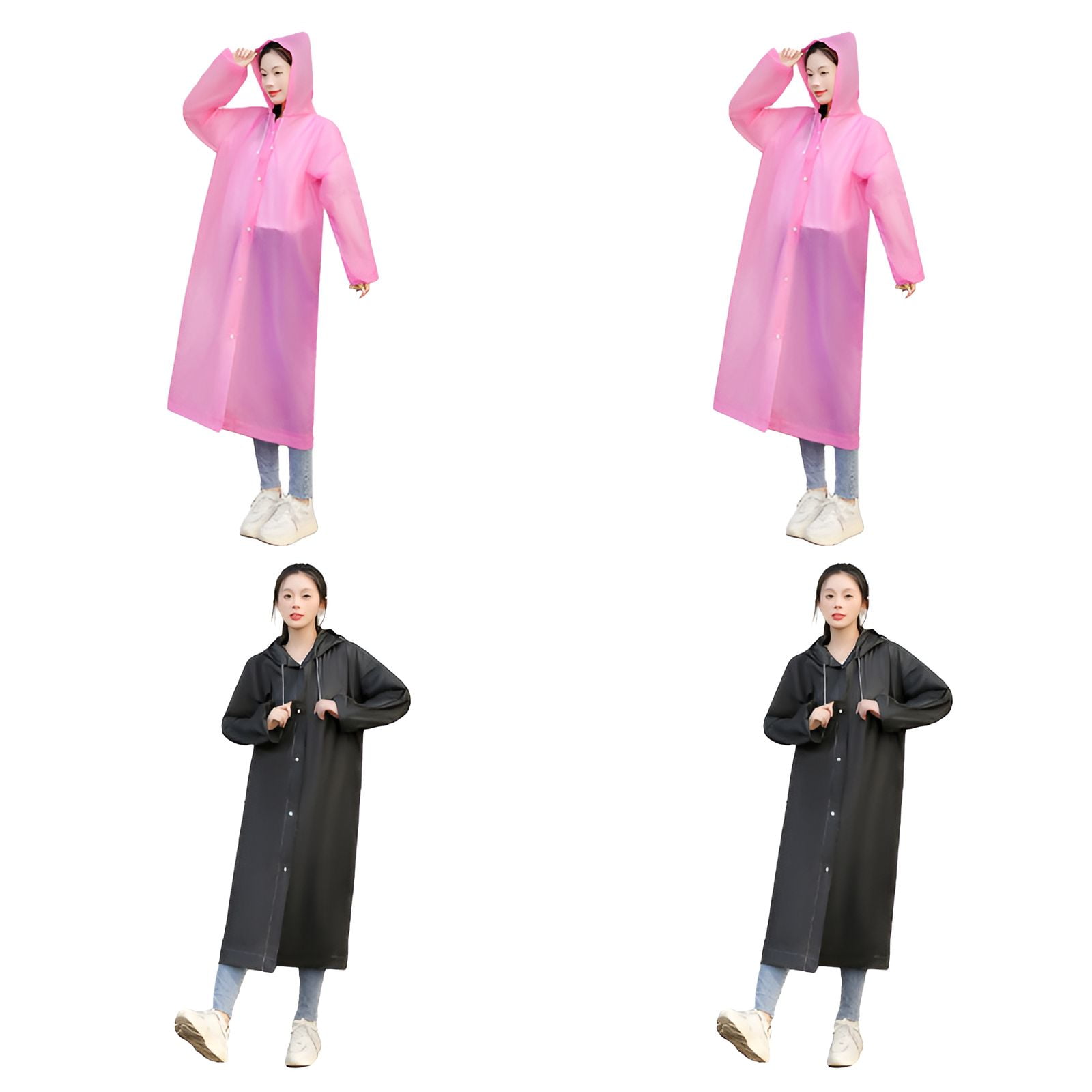 TELOLY 4Pcs Rain Ponchos for Adults,Water Is Hard to Penetrate Rain ...