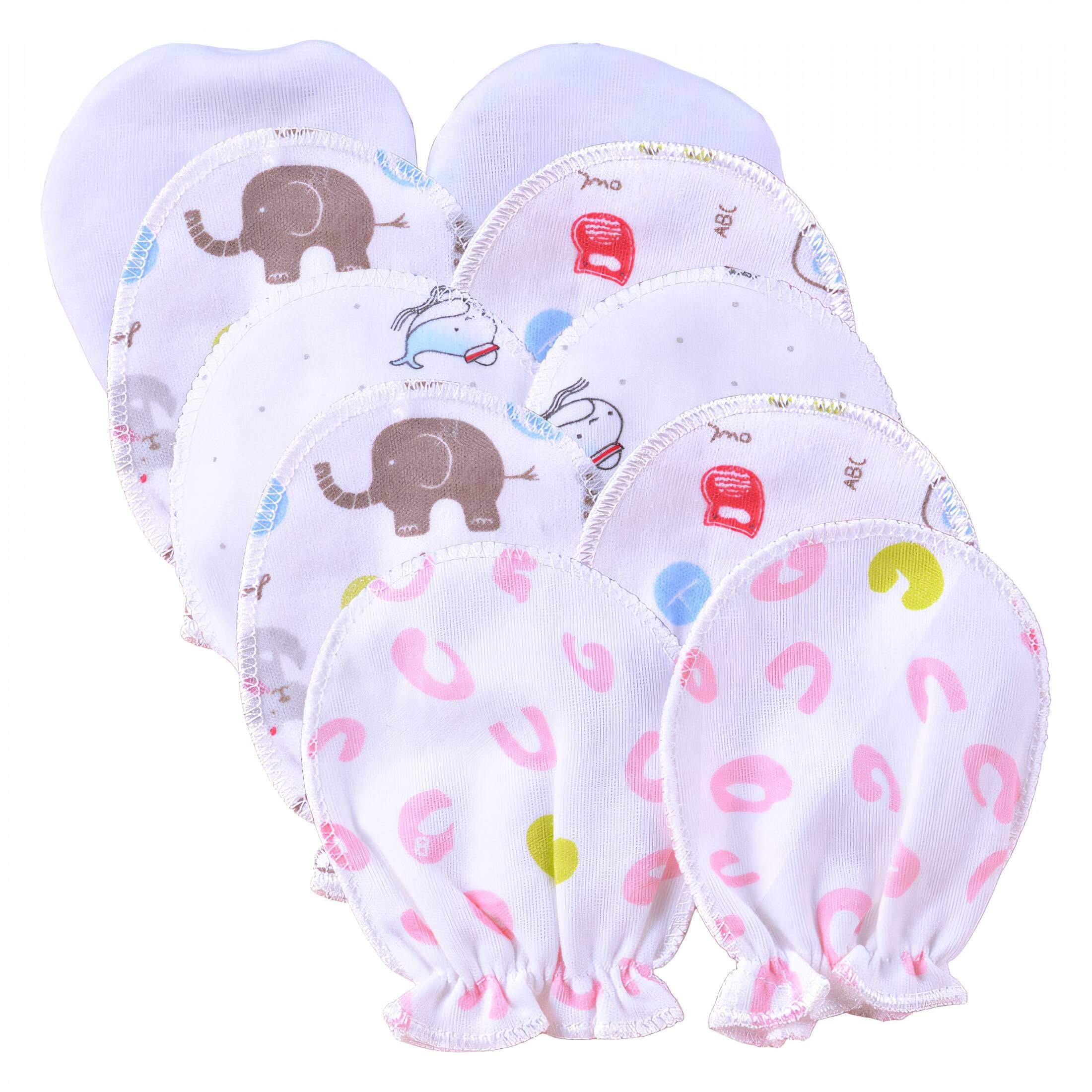 TELOLY 5 Pairs Baby Mittens Newborn,Combed Cotton Newborn Mittens,Cute ...