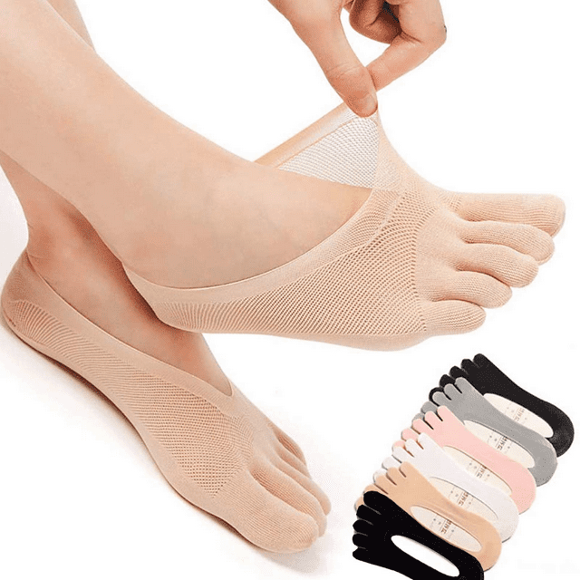 5 Pairs Women Toe Socks No Show Full Five Finger Socks Low-cut Liner ...