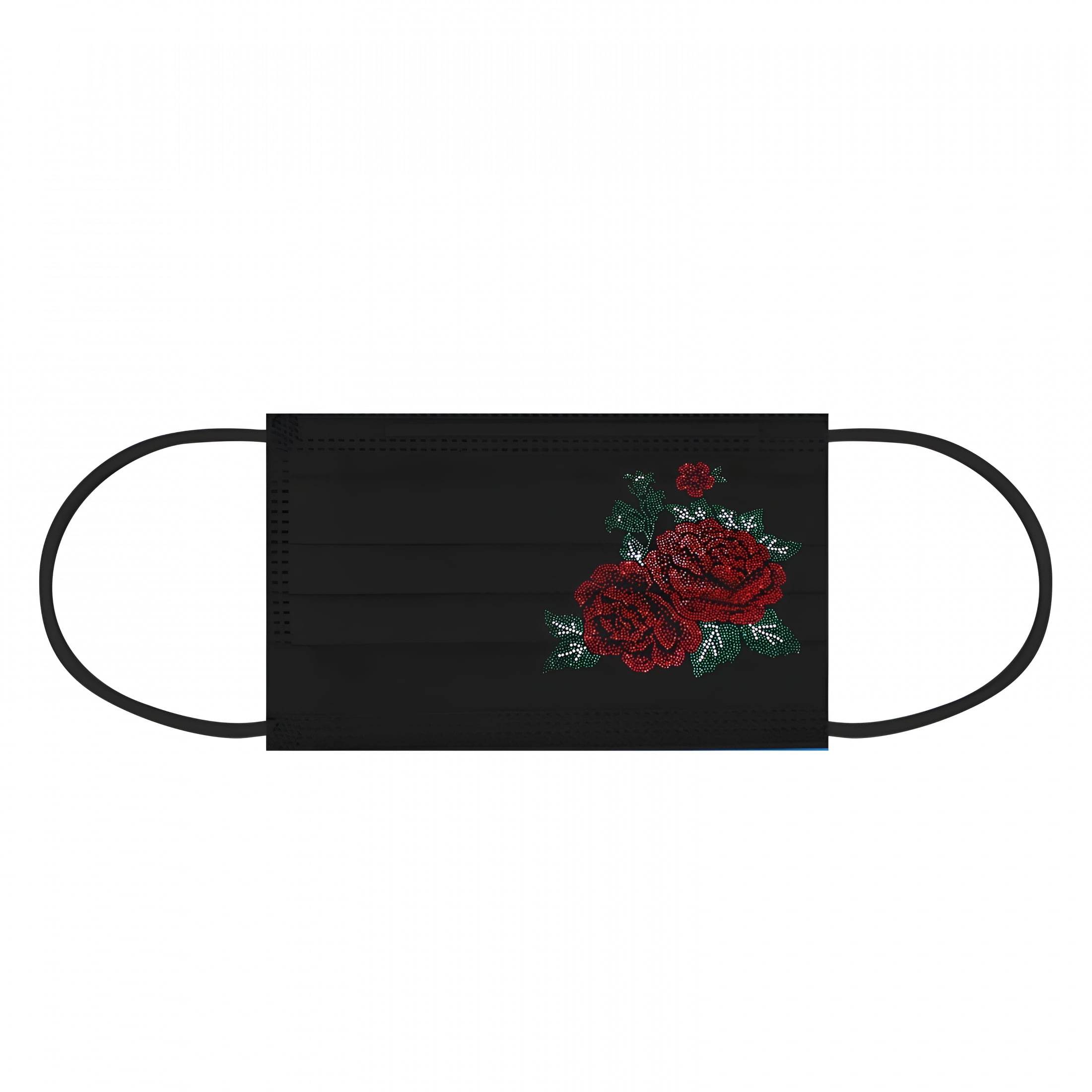 TELOLY 50Pcs Black Disposable Face Masks with Rose Design for Women,3 ...