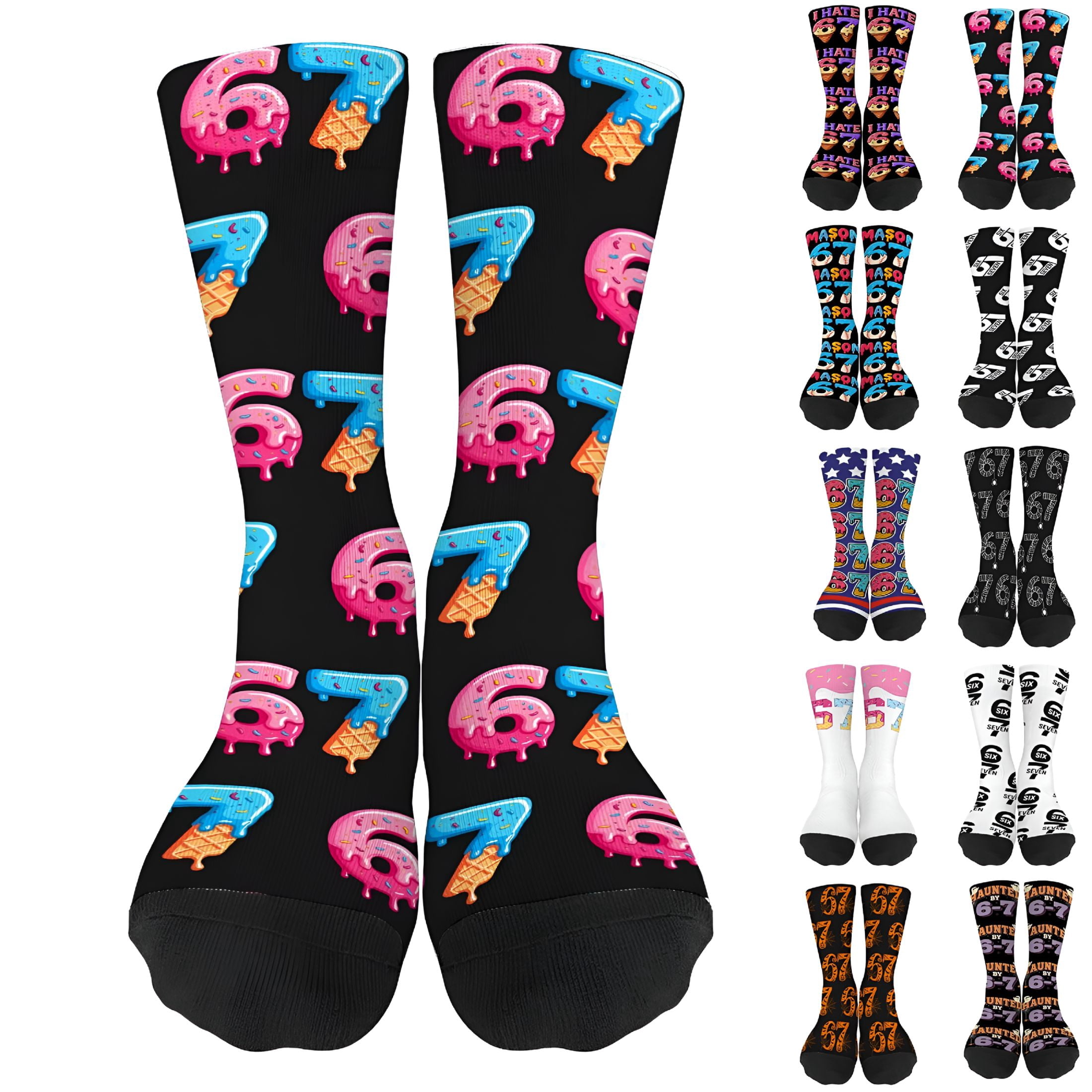 TELOLY 6 7 Socks,67 Socks 67 Ice Cream Drip Meme Funny Six Seven Funny ...
