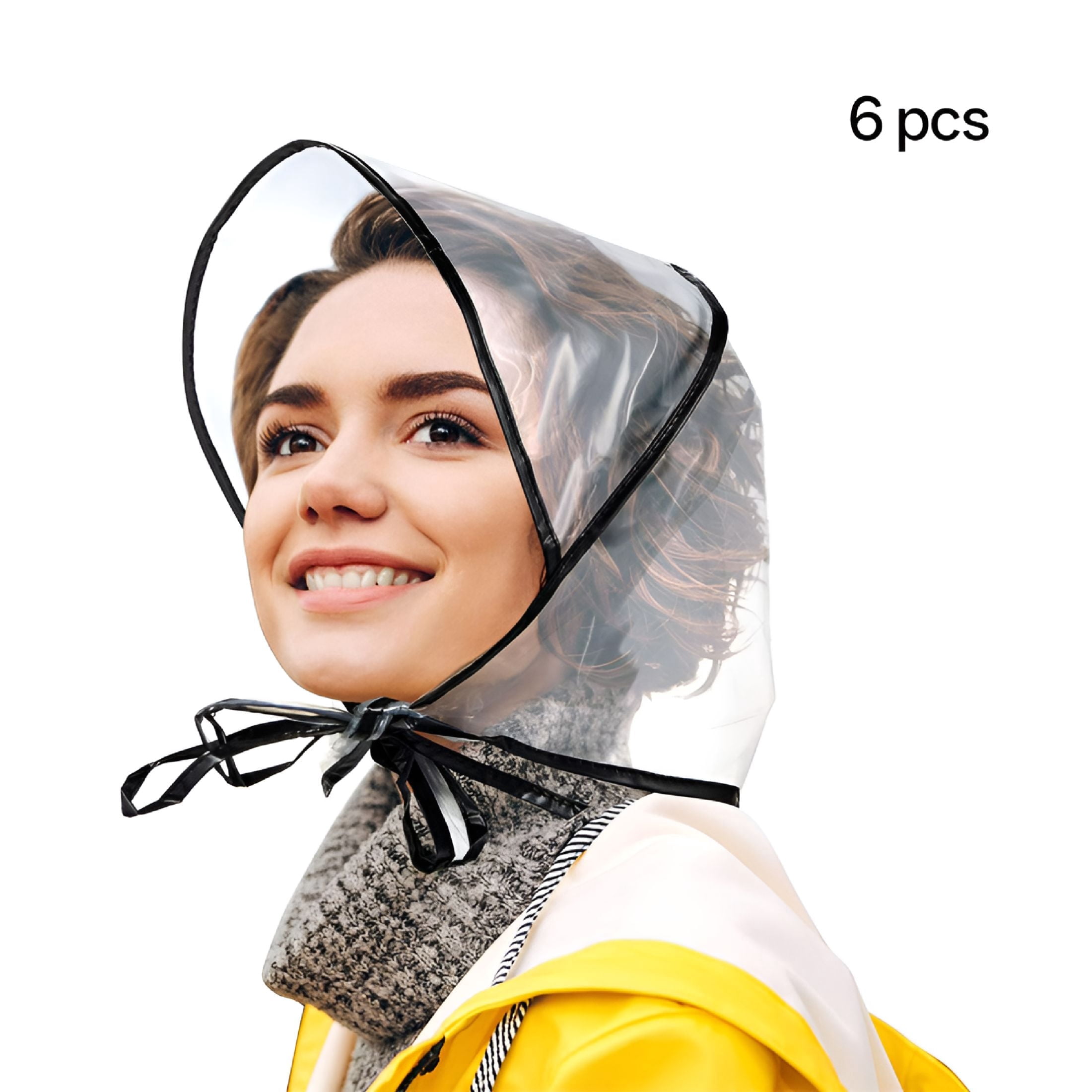 TELOLY 6 Pcs Women'S Rain Bonnet with Visor Clear Waterproof Plastic ...