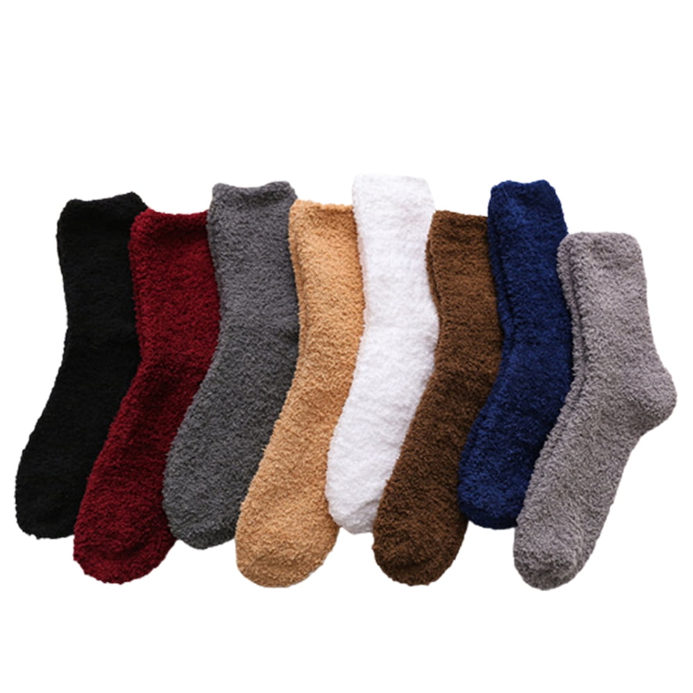 8 Pair Mens Fuzzy Socks Slipper Soft Fleece Cozy Fluffy Socks Christmas ...