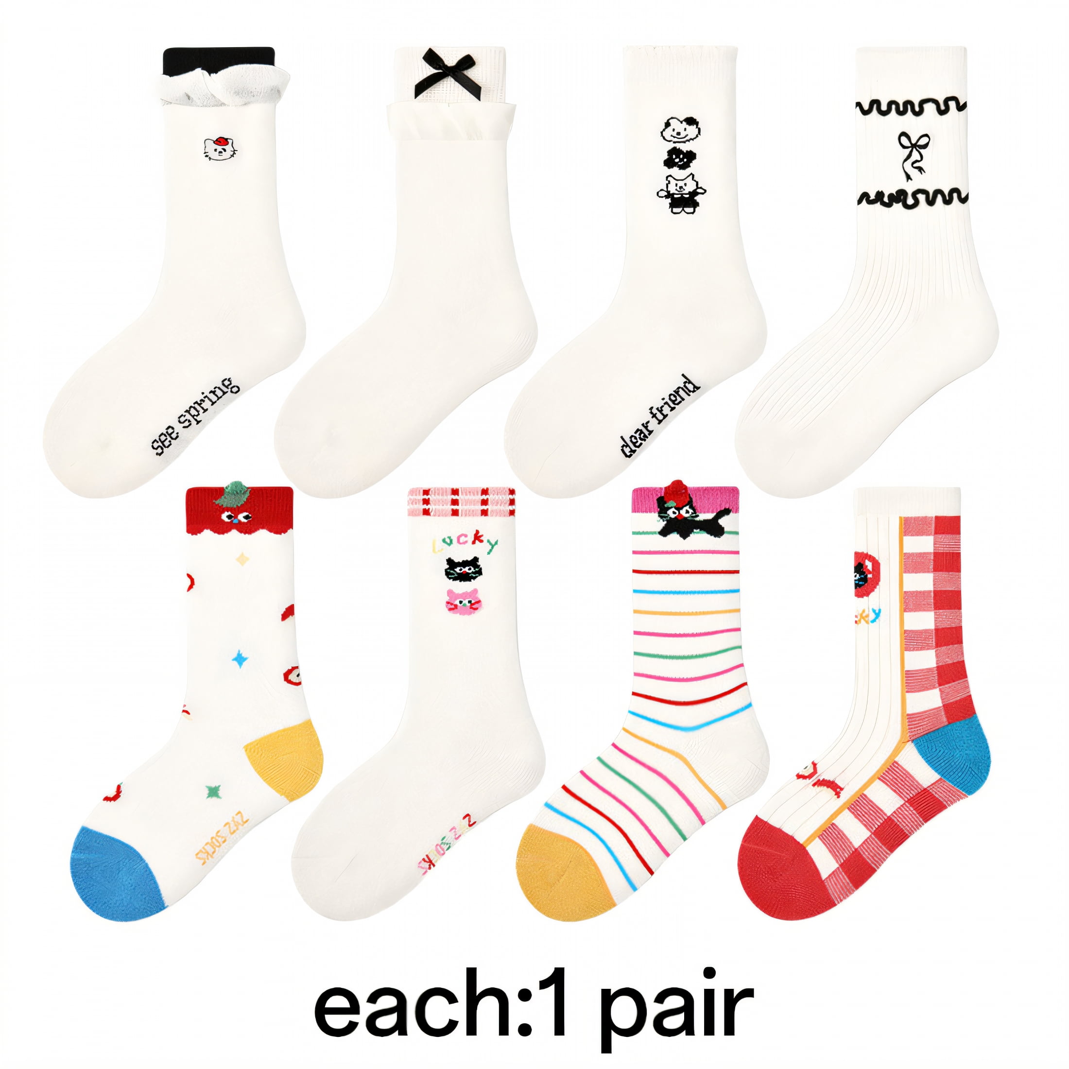 TELOLY 8Pairs Toddler Socks,Colorful Cartoon Design Socks for Toddler ...