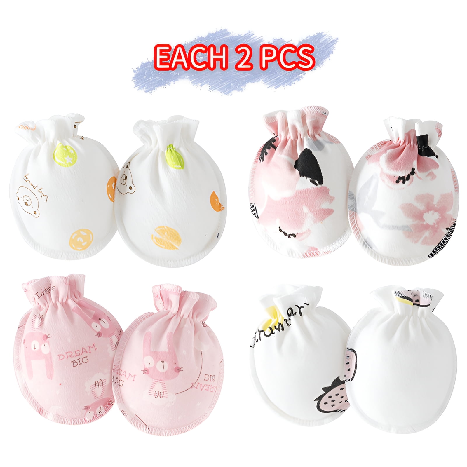 TELOLY 8Pcs Baby Mittens,Comfortable Design Baby Mittens Newborn,Gentle ...