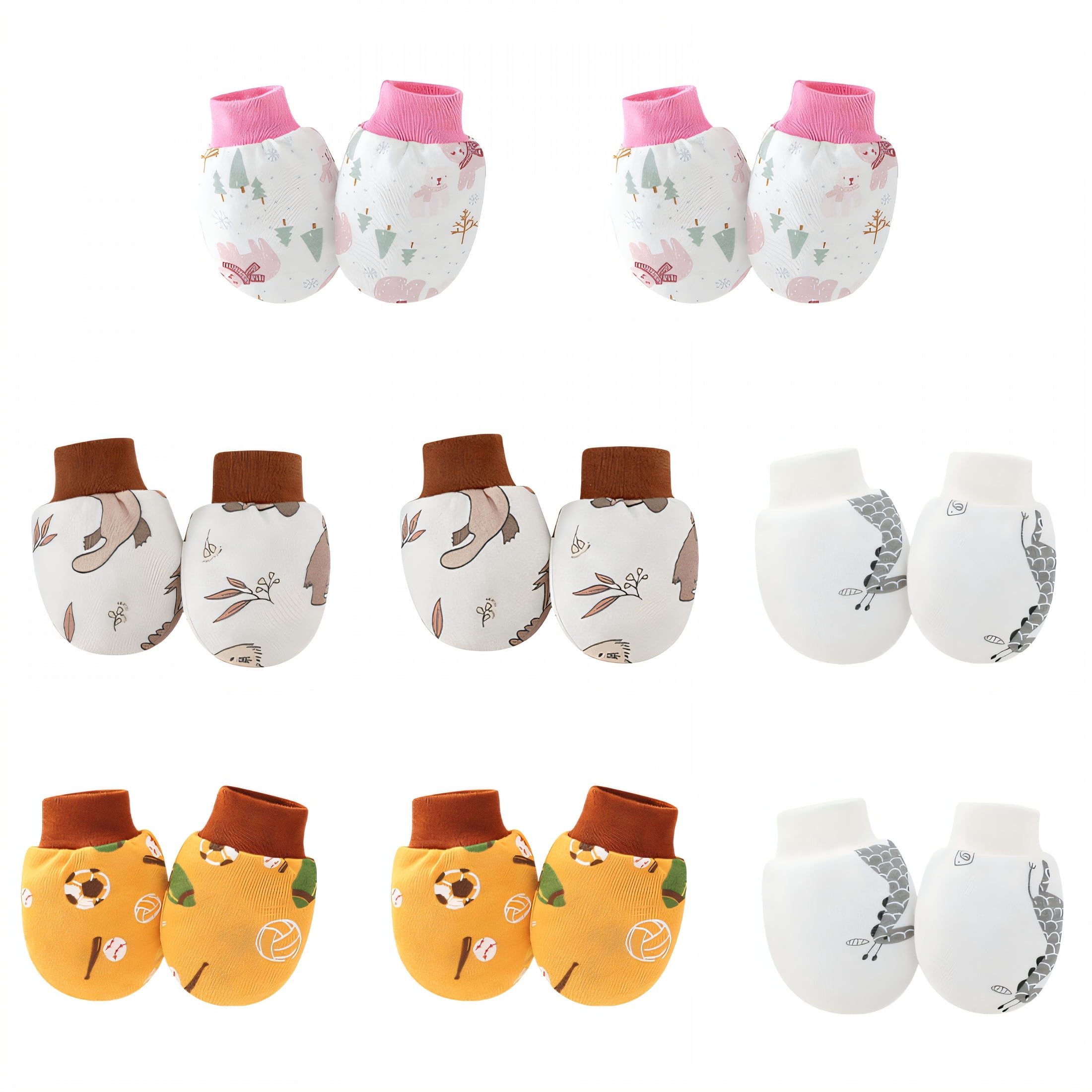 TELOLY 8 Pairs Baby Mittens,Cotton Newborn Mittens,Elastic Wrist Baby ...
