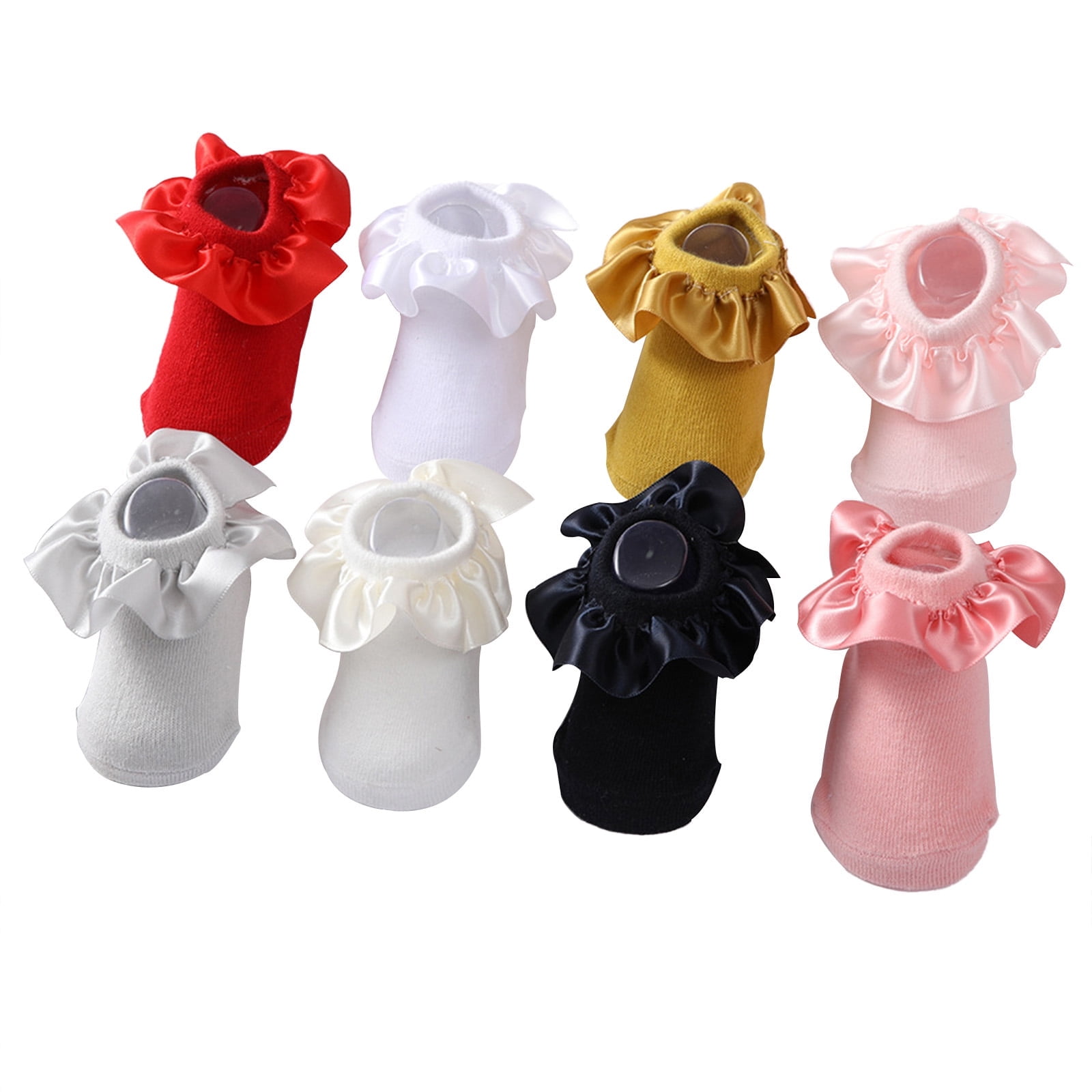 TELOLY 8Pcs Newborn Socks,Non-Slip Sole Baby Socks Newborn,Combed ...