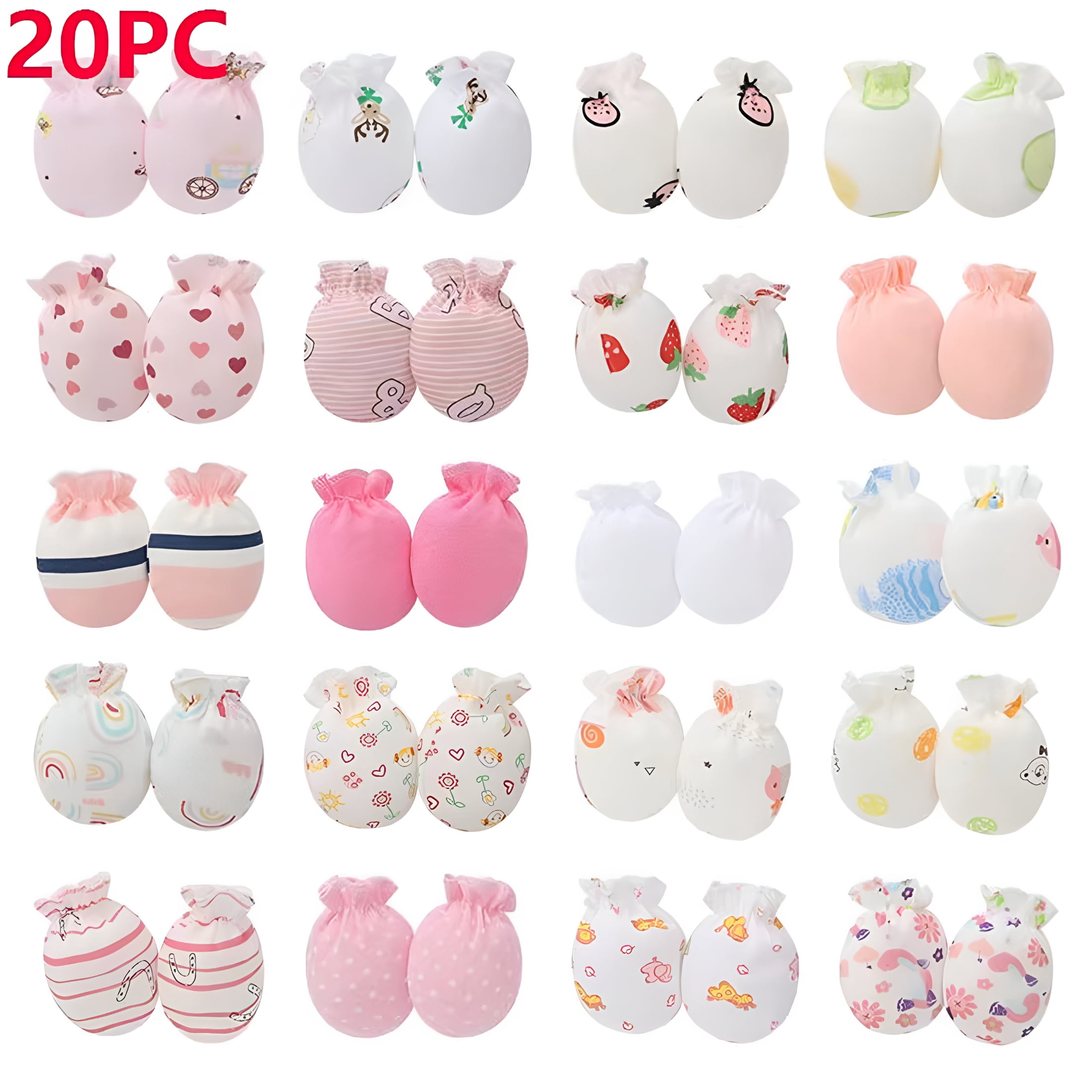 TELOLY 2026 New 9/15/20 Pairs Newborn Baby Cute Cotton Mittens Infant ...