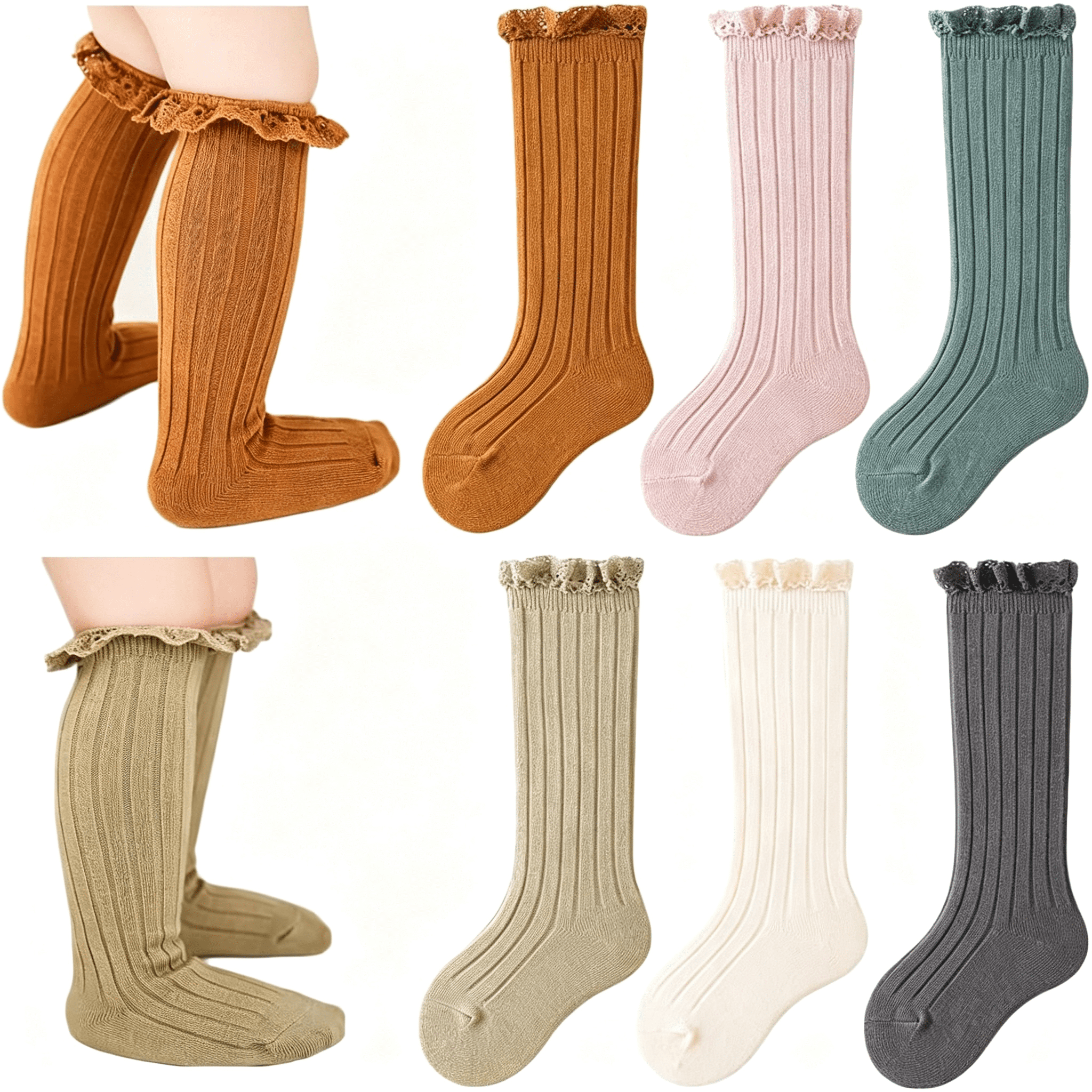 TELOLY Baby Girls Cotton Socks Knee-High Stockings for Infant | Keep ...