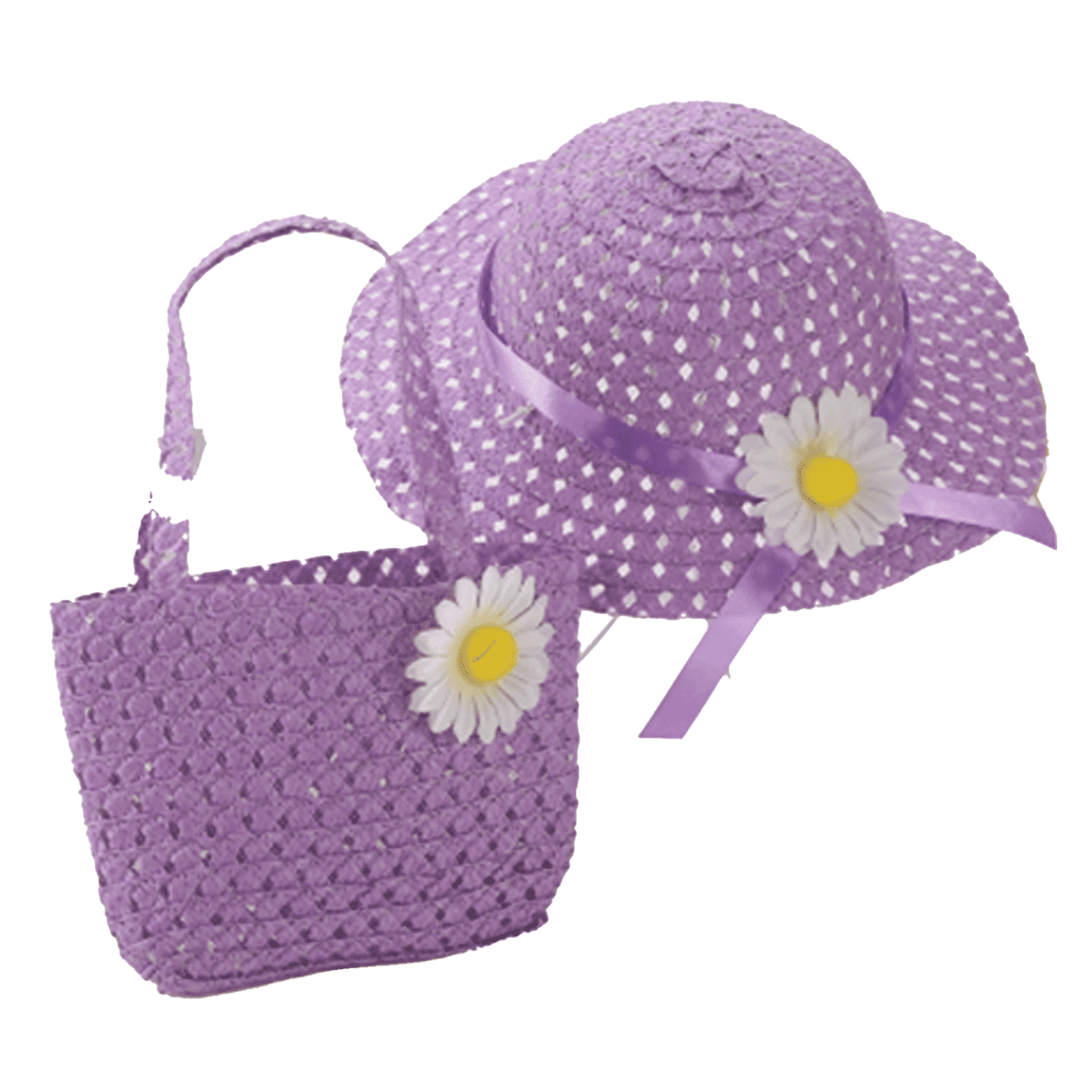 TELOLY Baby Hats Children'S Sunflower Straw Hat Handbag Set Toddler Hat ...