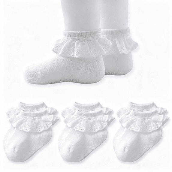 TELOLY Baby Lace Socks Newborn Girl Eyelet Ruffle Socks Infant Toddler ...