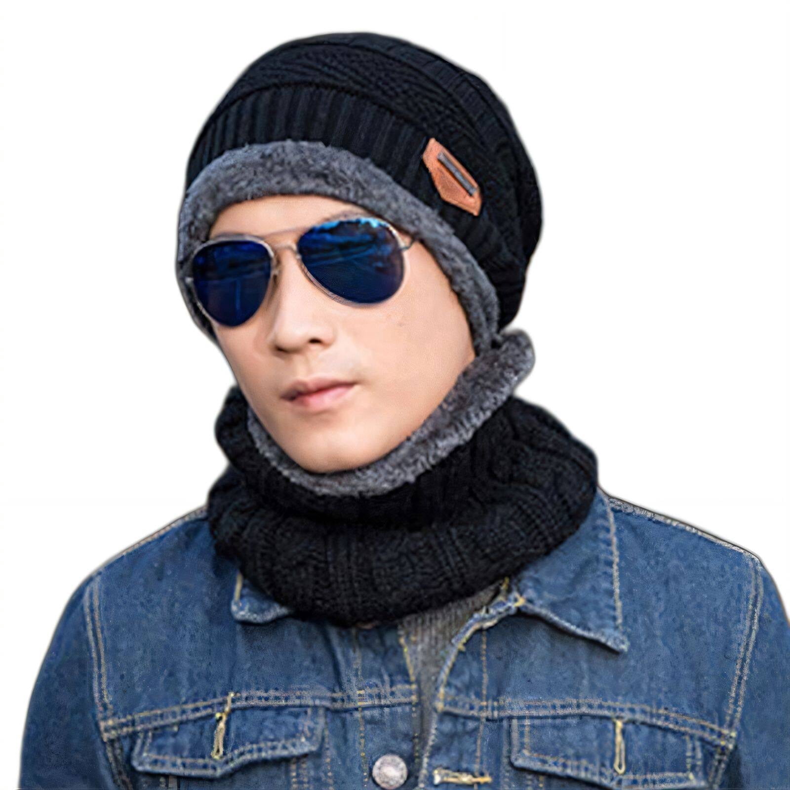 TELOLY Beanies Hats Men,Cold-Weather Neck Warmer Winter Hat,Full Fleece ...