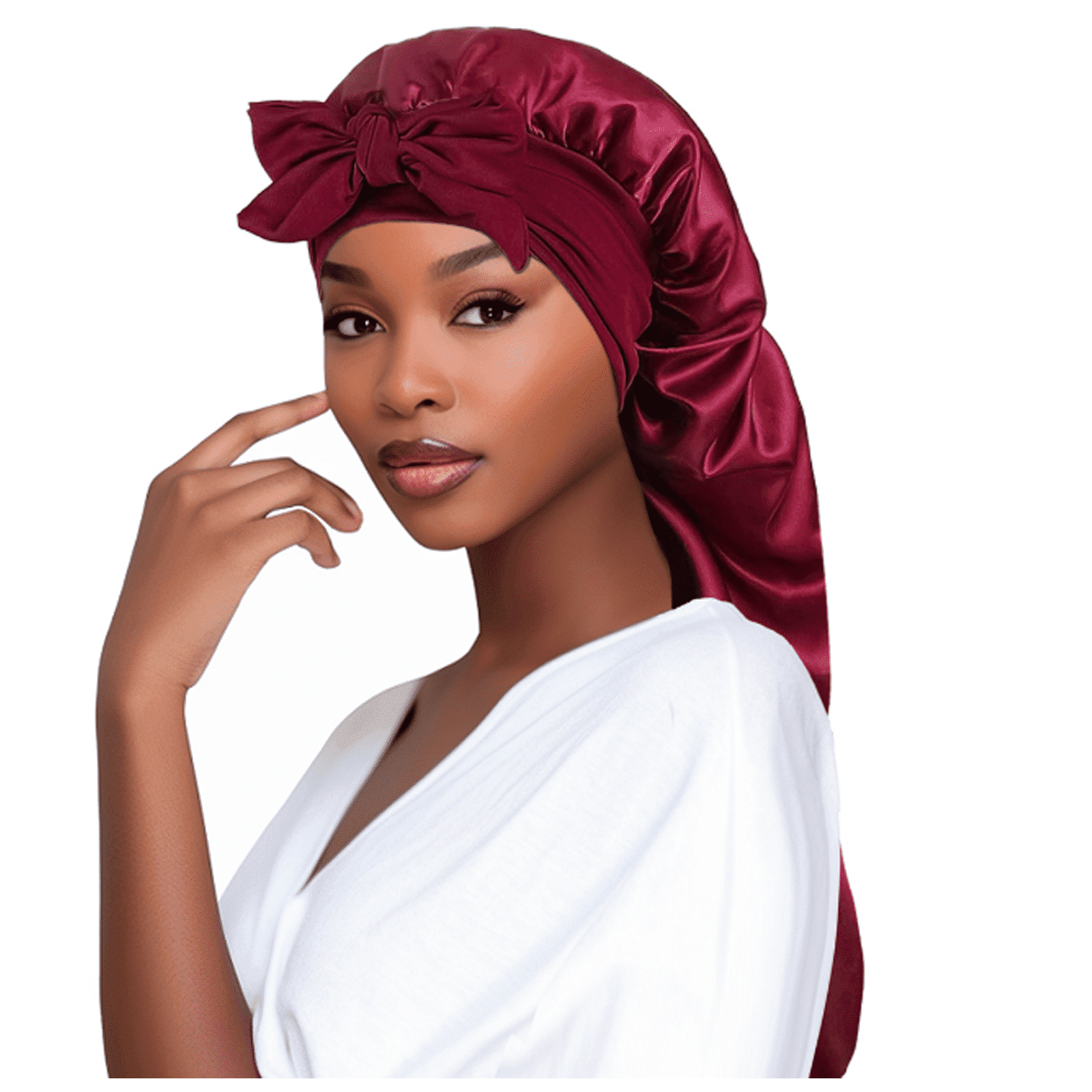 TELOLY Bonnet for Sleeping Long Tube Bonnet Bow Design Hair Bonnet ...