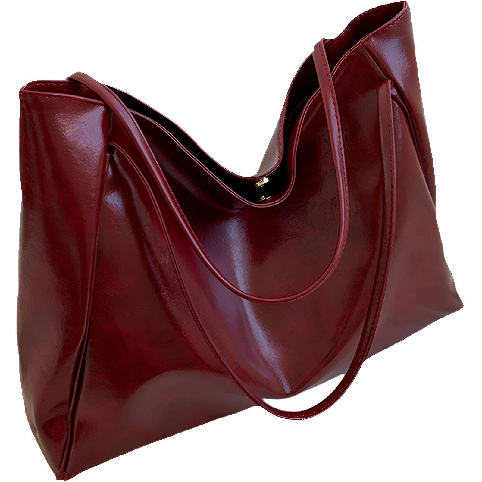 TELOLY Burgundy Purse,Large Capacity Tote Bag,Vintage Style Shoulder ...