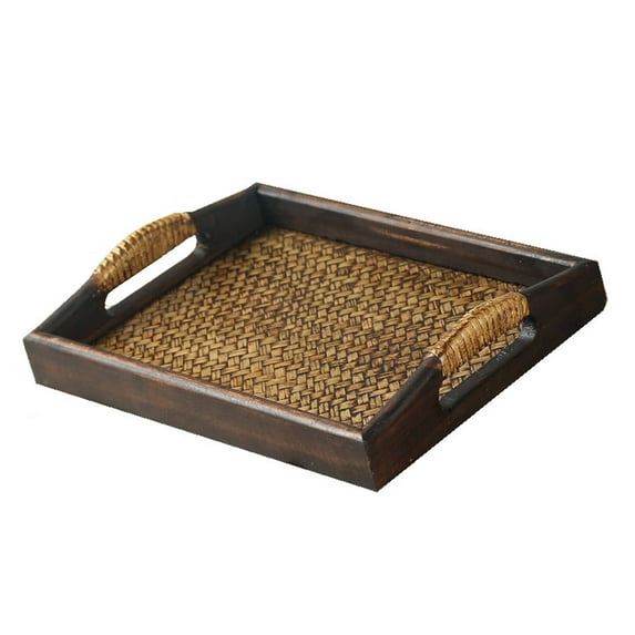 TELOLY Coffee Table Tray,Thai Rattan Craftsmanship Serving Dishes ...