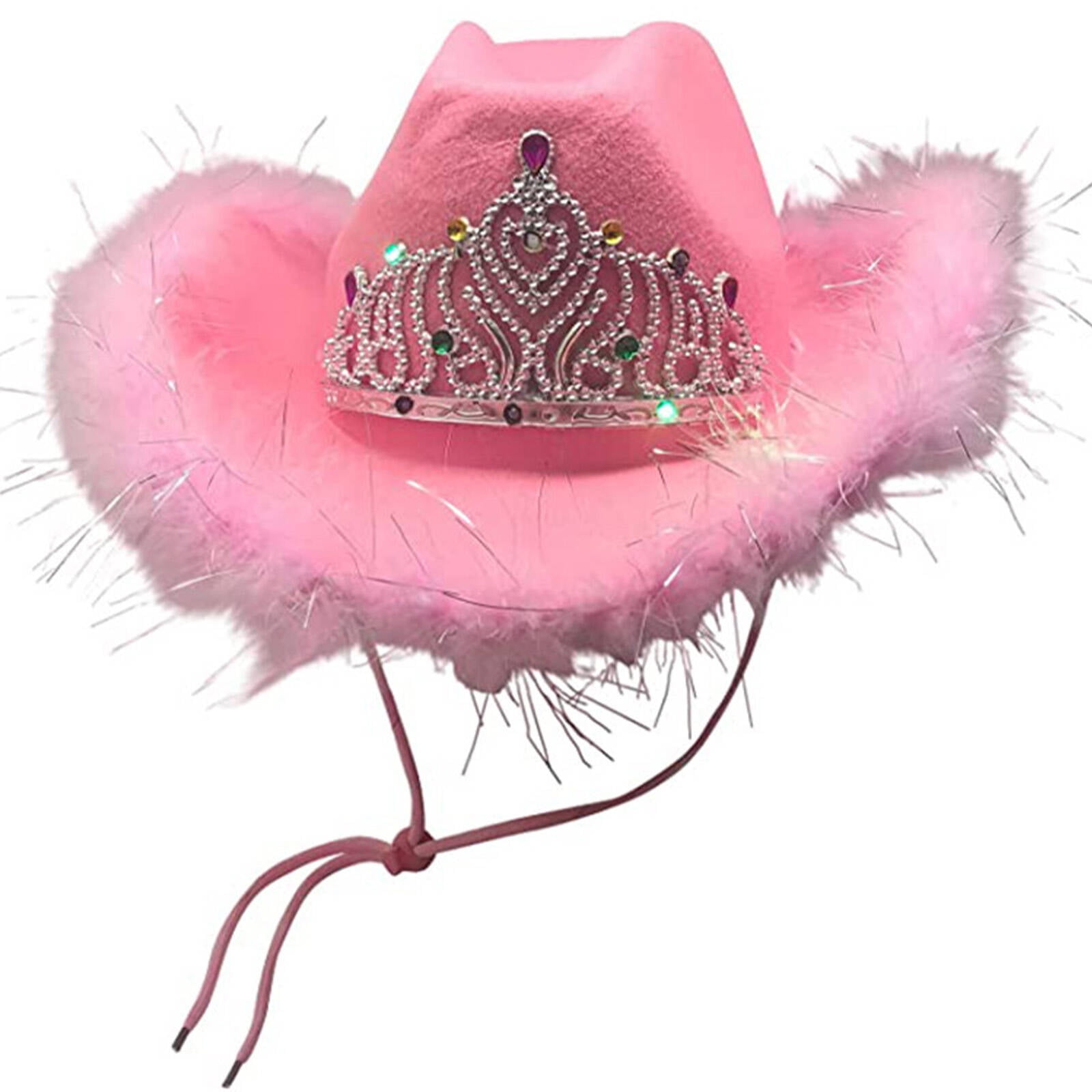 TELOLY Cowboy Hat,Crown Pink Design Cowgirl Hat for Princess-Like Touch ...