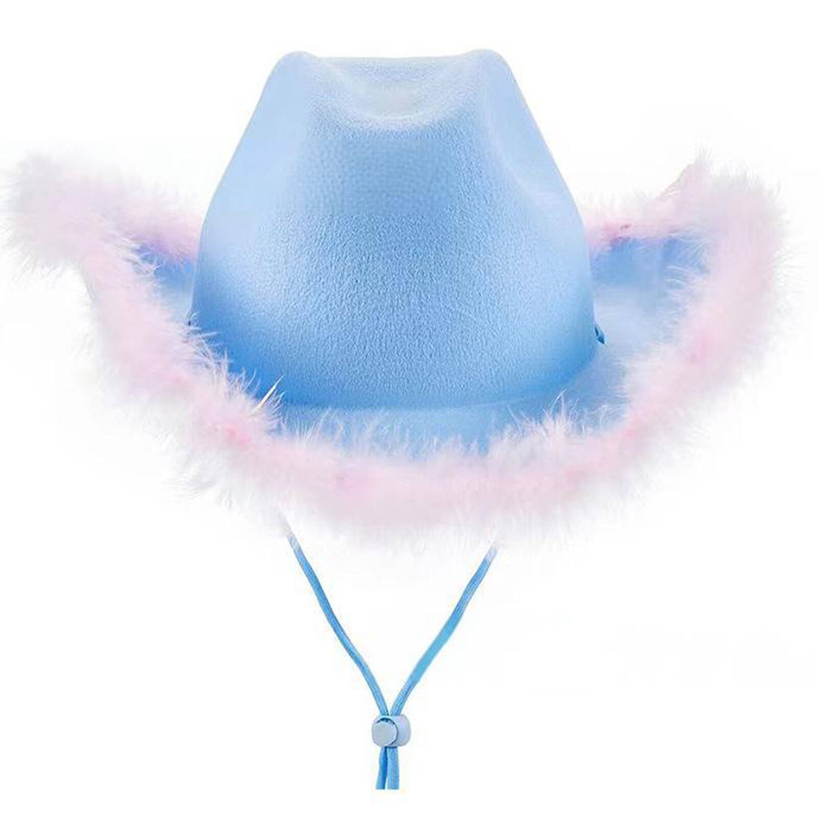 TELOLY Cowboy Hat,Fuzzy Pink Cowgirl Hat with Adjustable Wind Strap ...