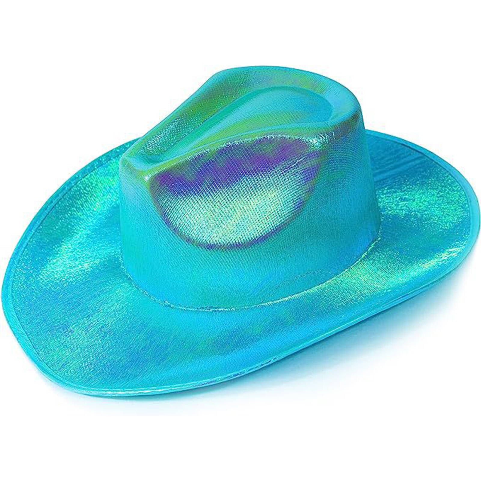 TELOLY Cowboy Hat,Holographic Metallic Shine Cowgirl Hat for a Show ...