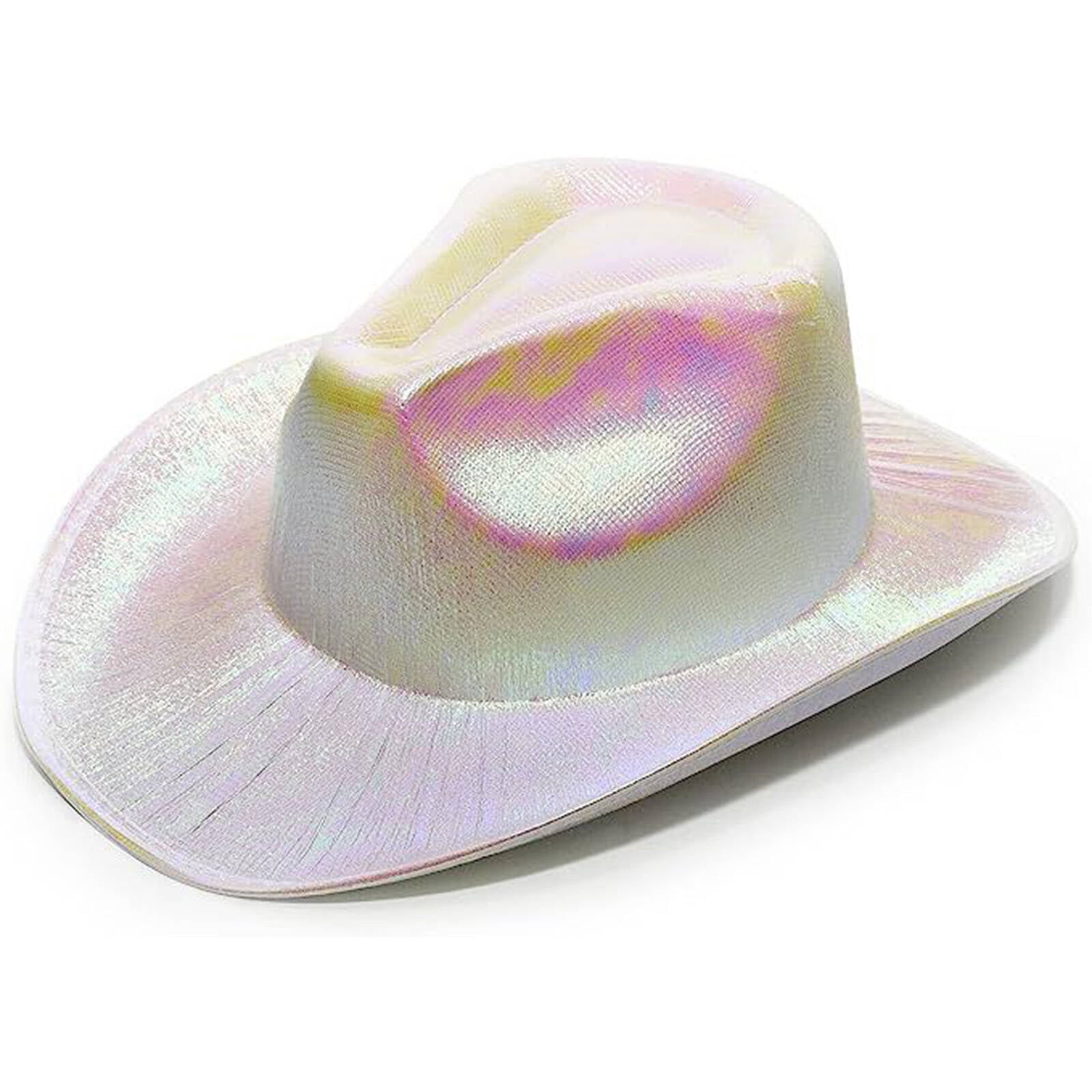 TELOLY Cowboy Hat,Holographic Metallic Shine Cowgirl Hat for a Show ...