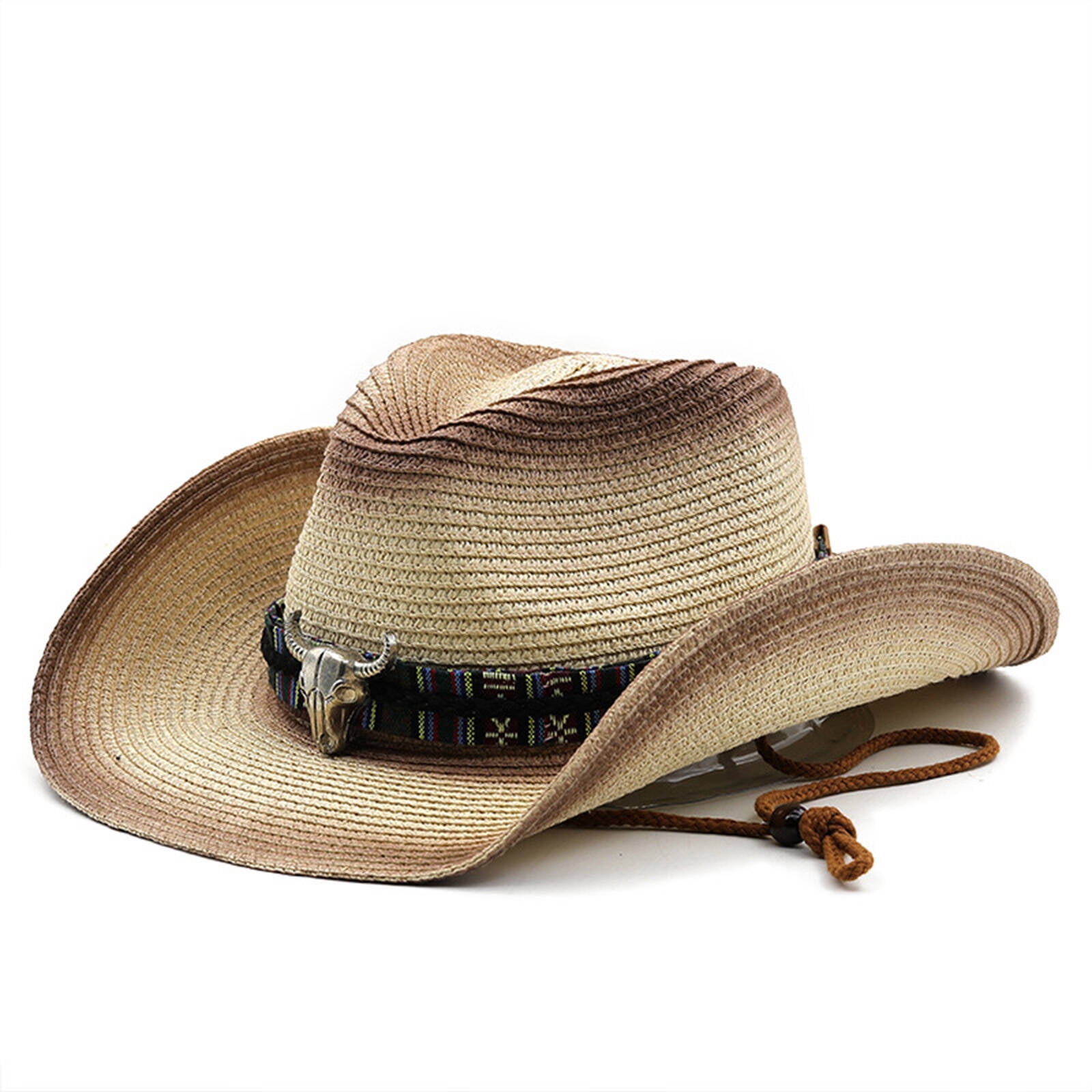 TELOLY Cowboy Hat,Wide Brim Cowgirl Hat for Full Coverage,Adjustable ...