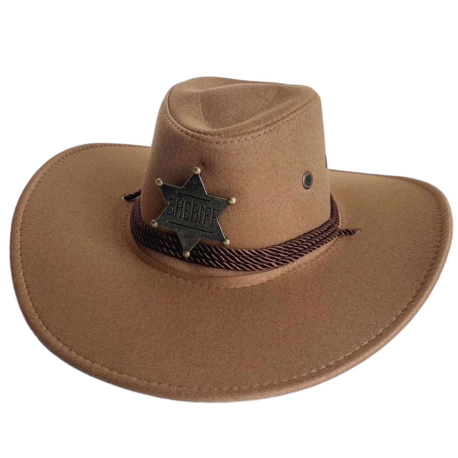 TELOLY Cowboy Hat,Wide Brim Sun Blocking Cowgirl Hat,Suede Safari Hat ...