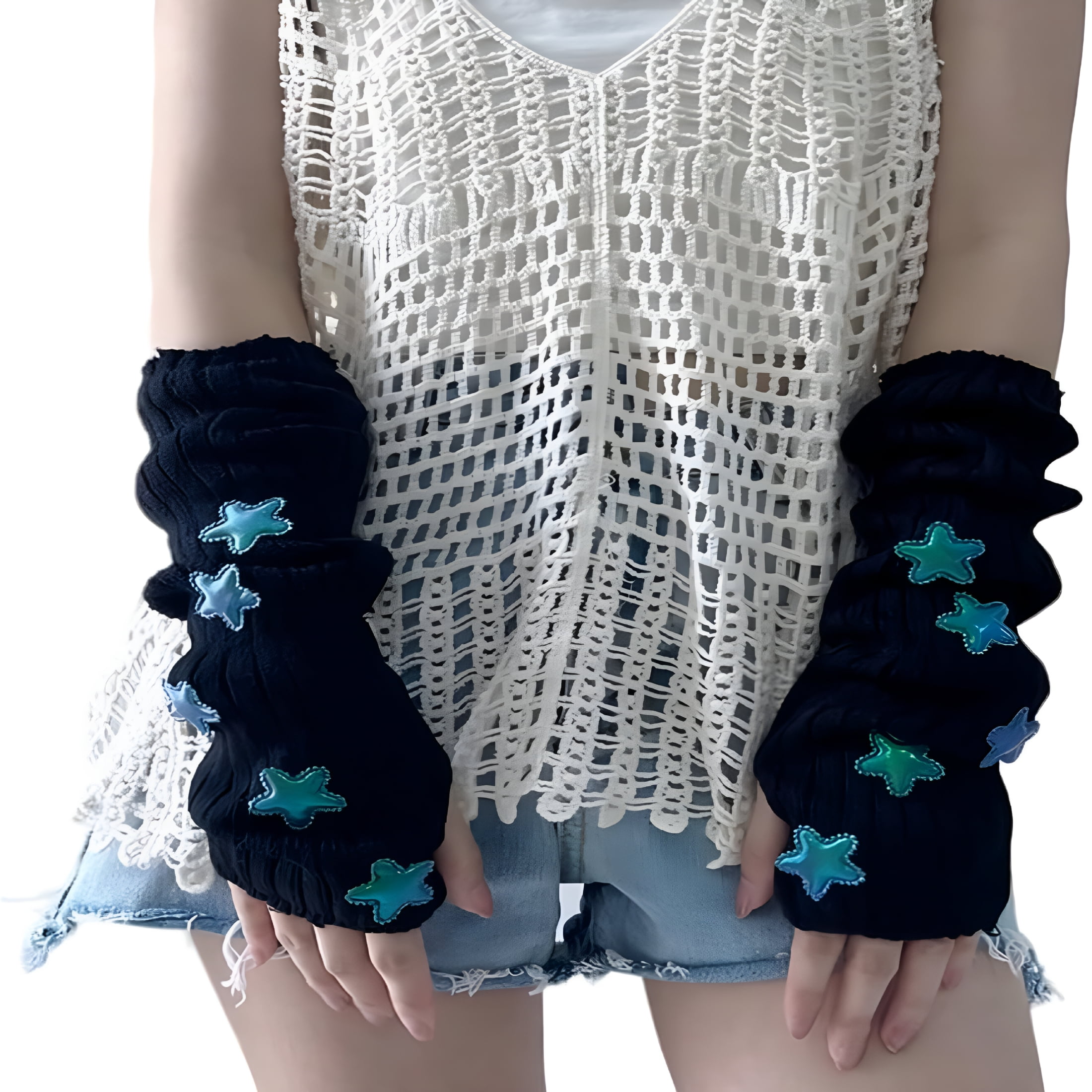 TELOLY Cute Star Arm Warmers, Kawaii Half Finger Adorable Accessories ...