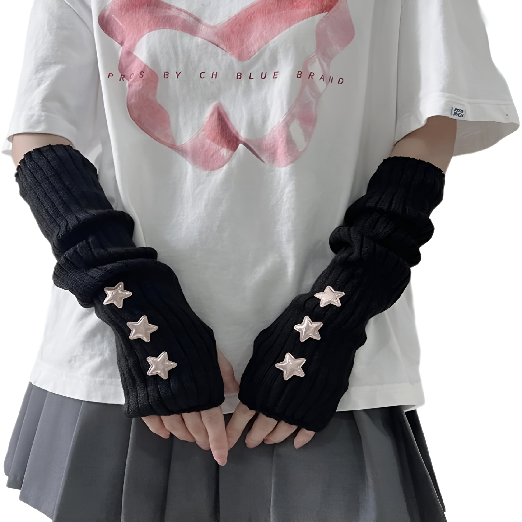 TELOLY Cute Star Arm Warmers Kawaii Half Finger Adorable Accessories ...