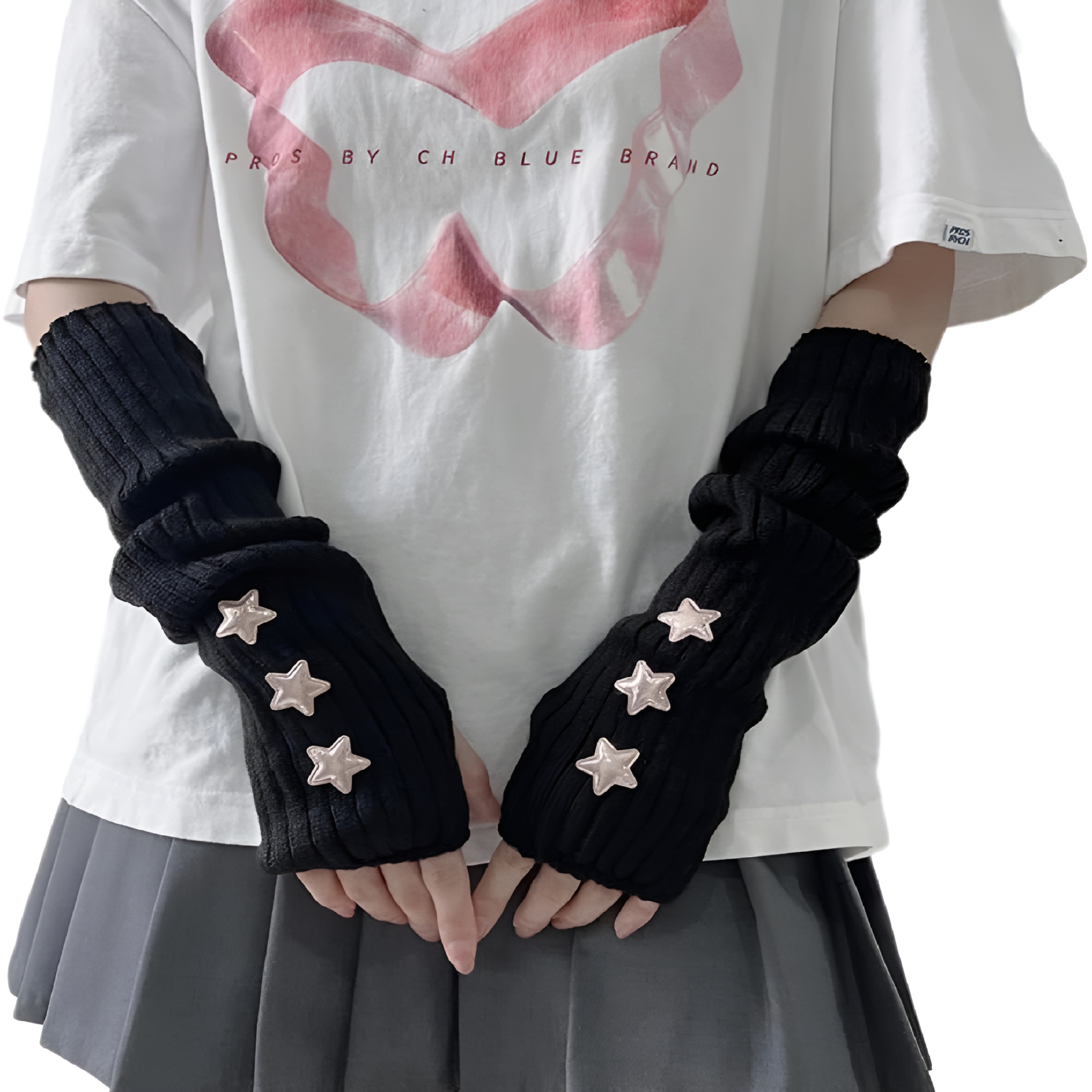 TELOLY Cute Star Arm Warmers, Kawaii Half Finger Gloves for Teen Girls ...