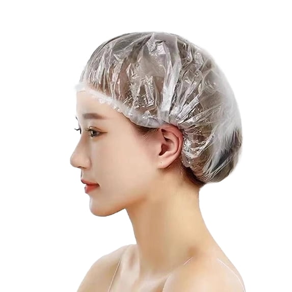 TELOLY Disposable Shower Caps,Disposable Thickened Plastic Shower Cap ...