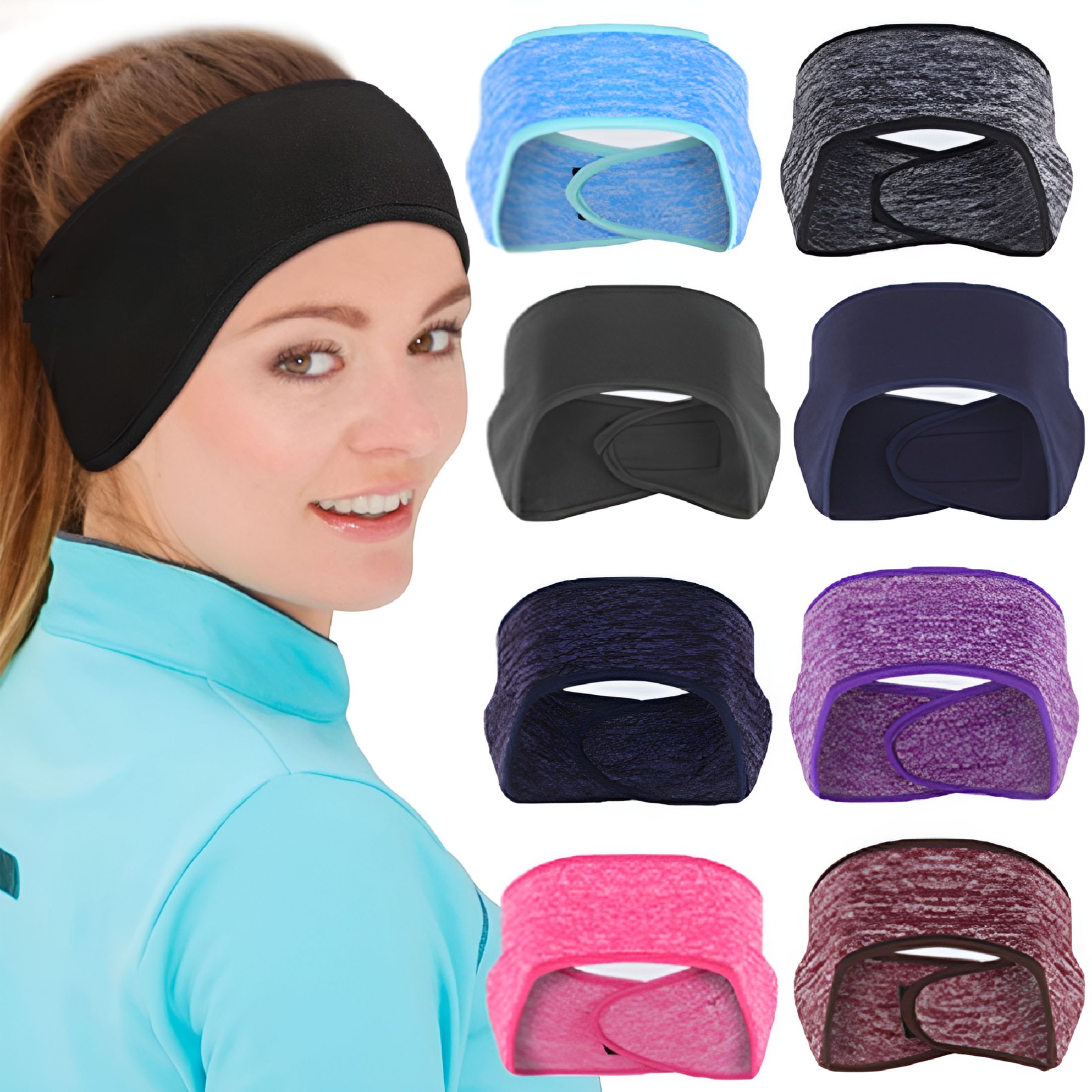 TELOLY Ear Warmer Headbands Winter Running Sweatband Stretchy Ear Cover ...