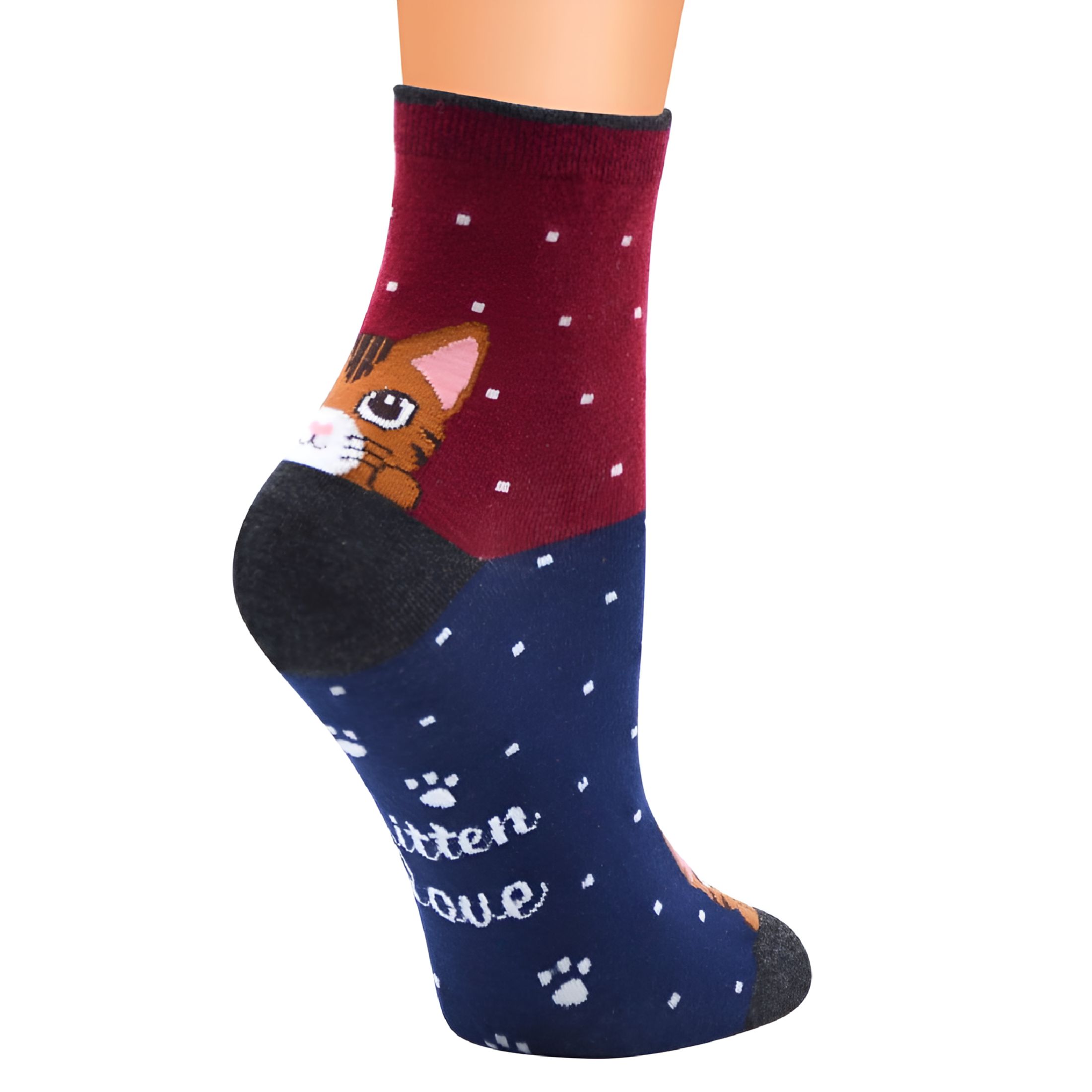 TELOLY Fashion Middle Cotton Stockings Socks Women Stripe Cat Socks ...