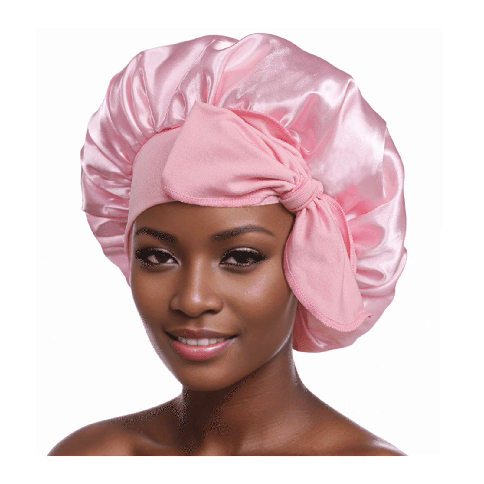TELOLY Hair Bonnet Chemical Fiber Hood Ribbon Bonnet for Sleeping,Pink ...